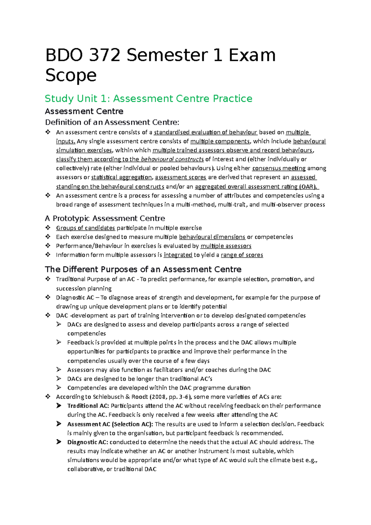 BDO 372 Semester 1 Exam Scope - BDO 372 Semester 1 Exam Scope Study ...