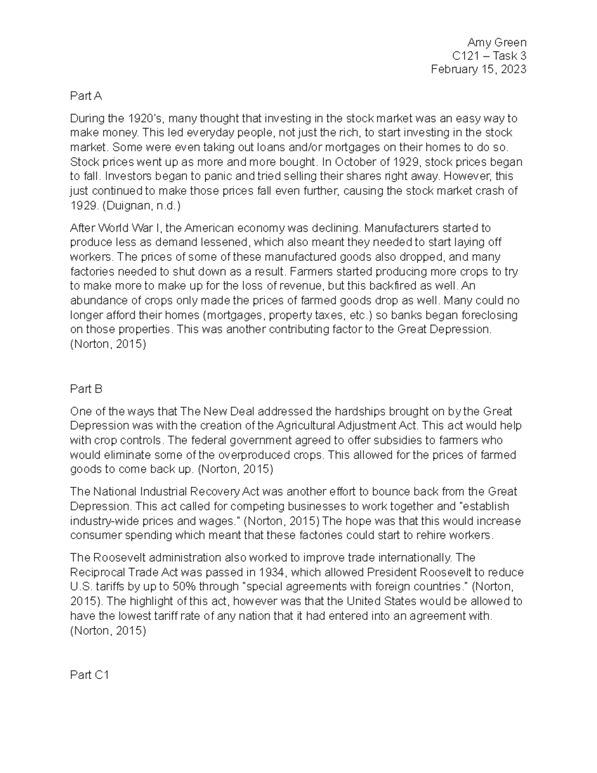 C121-task4 - Task 4 - Amy Green C121 – Task 3 February 15, 2023 Part A ...