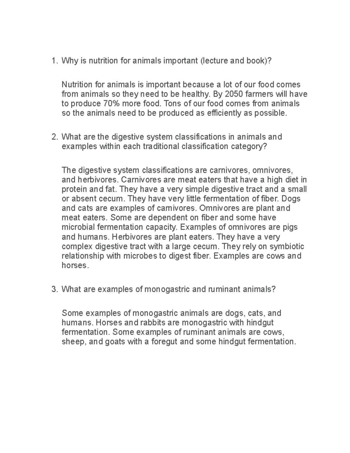 Importance of Animal Nutrition and Digestive System Classification ...