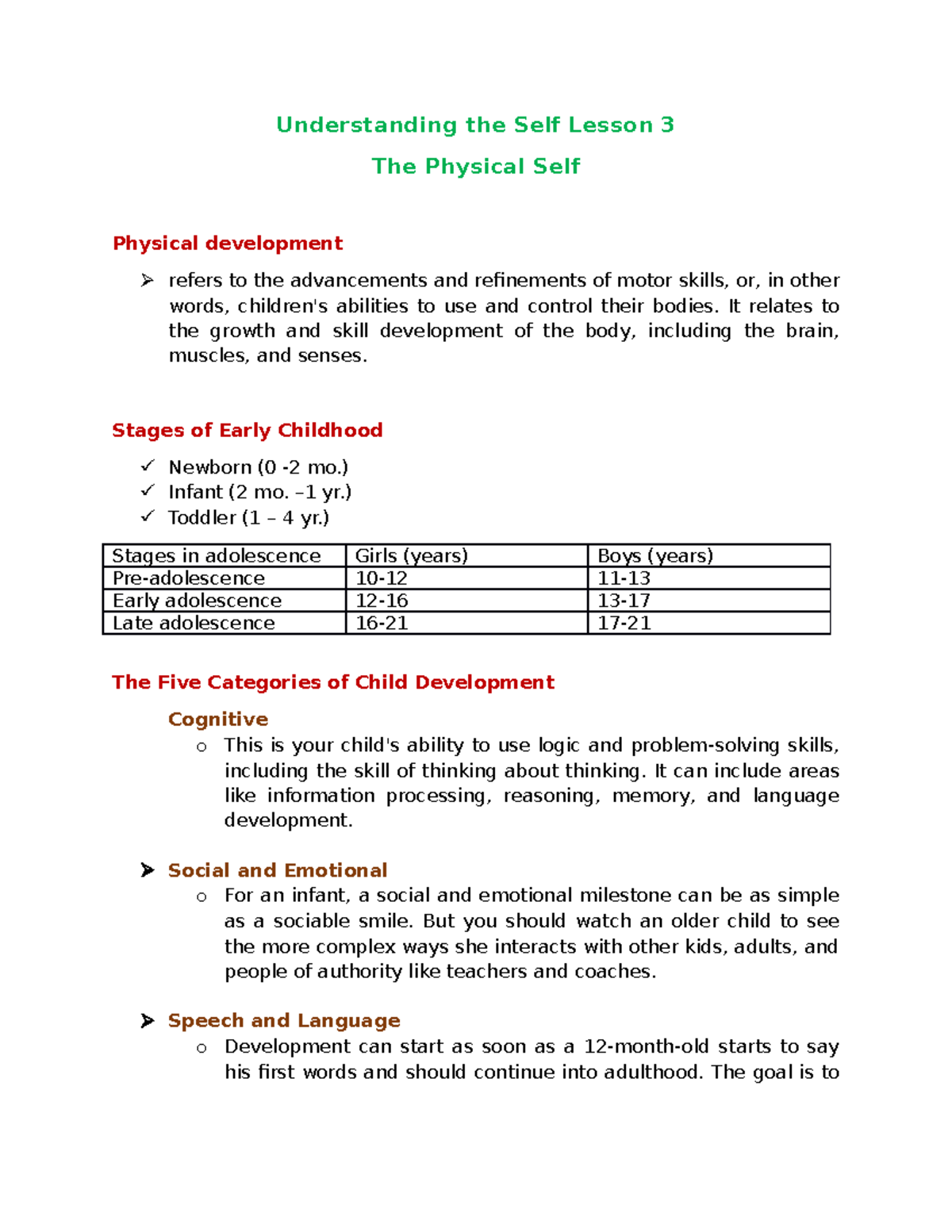 Understanding the Self Lesson 3 - Studocu