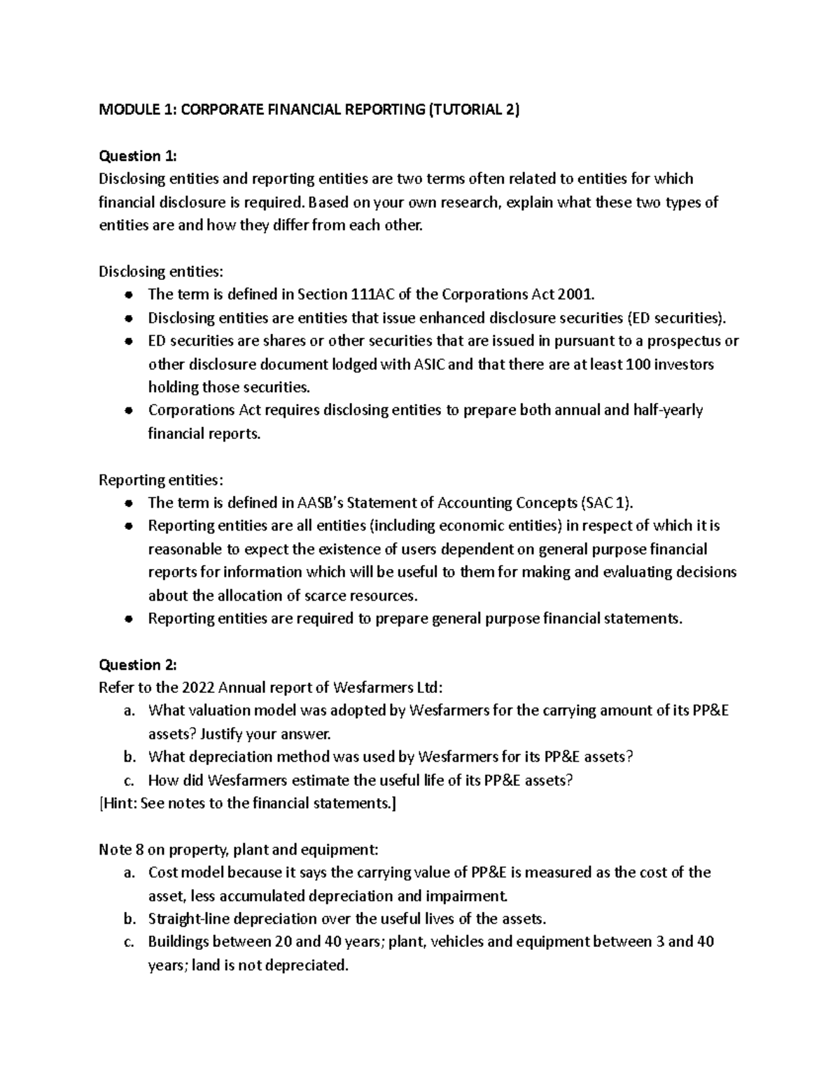 Module 1 Corporate Financial Reporting - MODULE 1: CORPORATE FINANCIAL ...