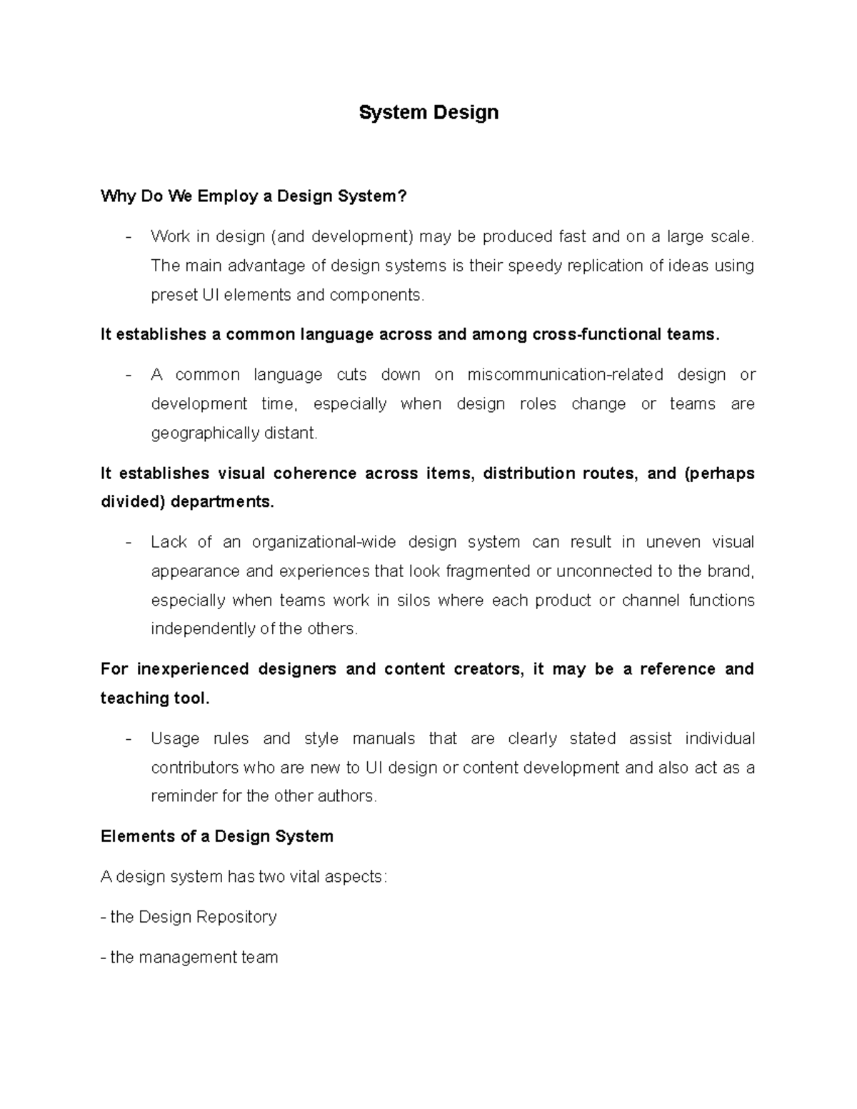 System Design - System Design Why Do We Employ a Design System? Work in ...