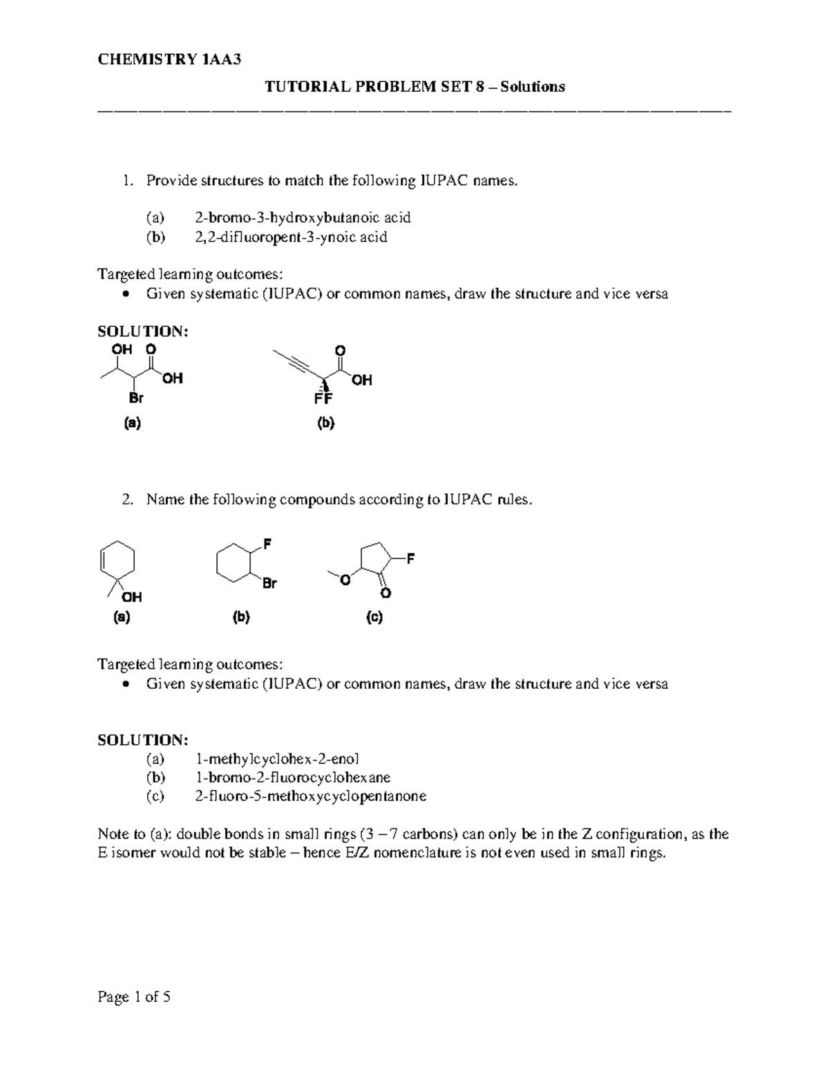 1aa3 tut8 a 2020 - TUTORIAL PROBLEM SET 8 – Solutions - TUTORIAL PROBLEM SET 8 – Solutions ...