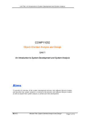 COMP11032 OOAD CW specification T2 2022-23 - COMP11032 Object-Oriented ...