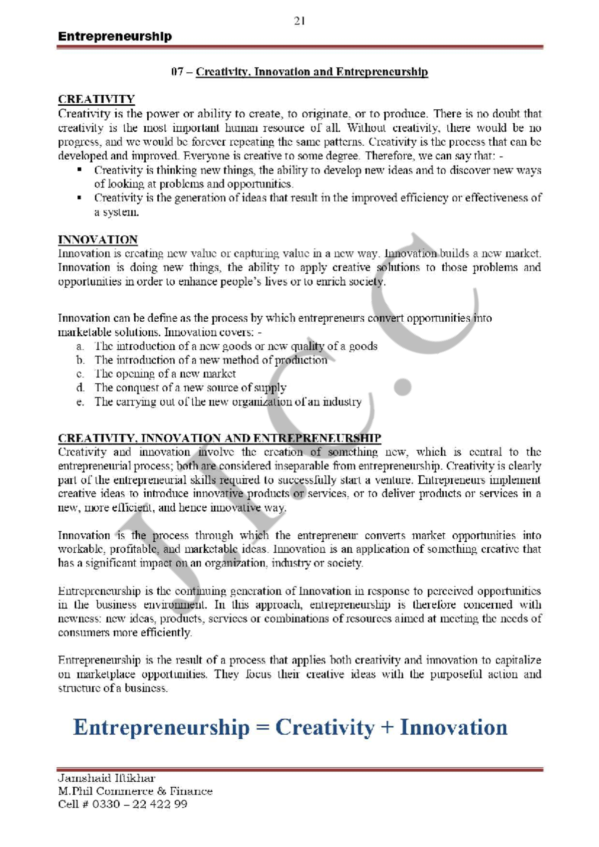 07-Creativity - short notes on creativity. exam focus notes ...