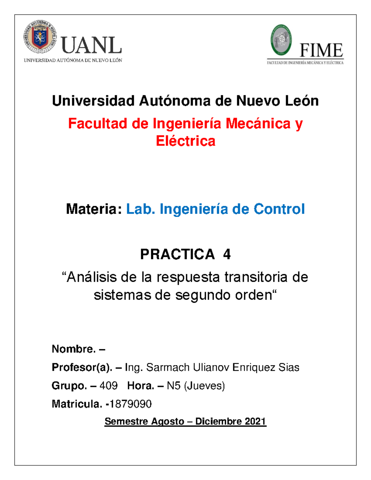 Practica 6 de ingenieria de control - Control Lógico Programable - UANL - Studocu