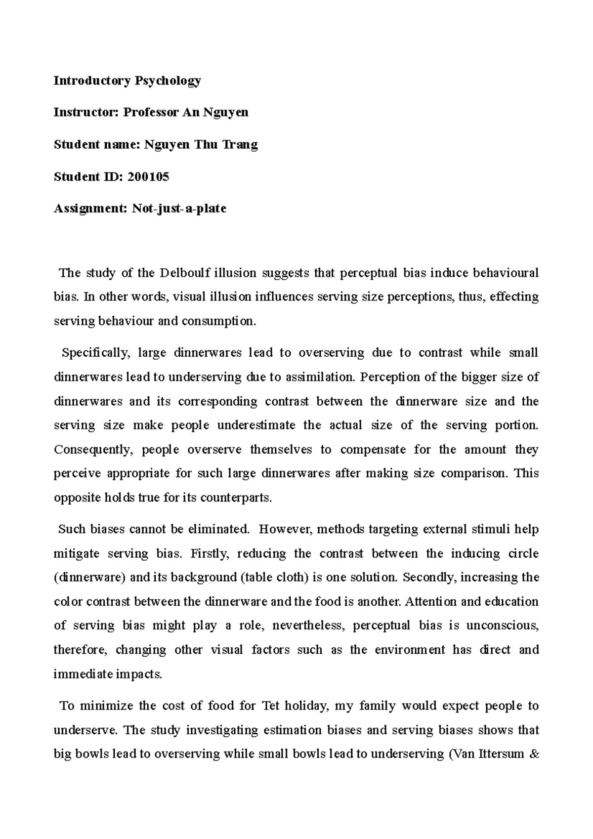 [2001 05 ] Not-just-a-plate assignment - Introductory Psychology ...