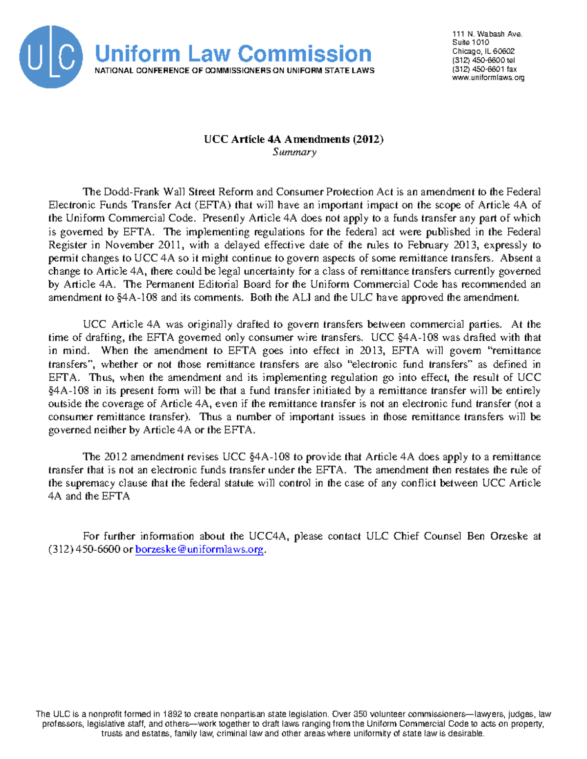 UCC4A Summary 2022 ADA - Clase asignada - The ULC is a nonprofit formed ...