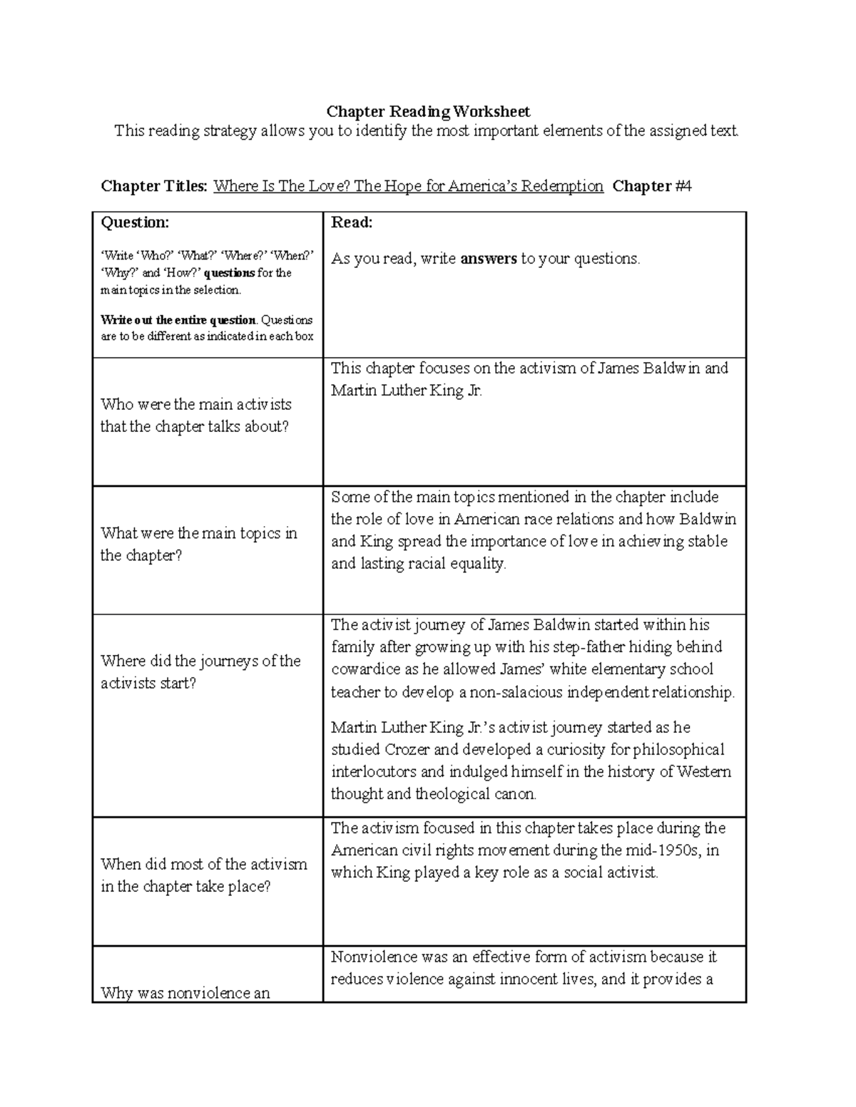 Chapter 4 Reading Worksheet - Chapter Reading Worksheet This reading ...