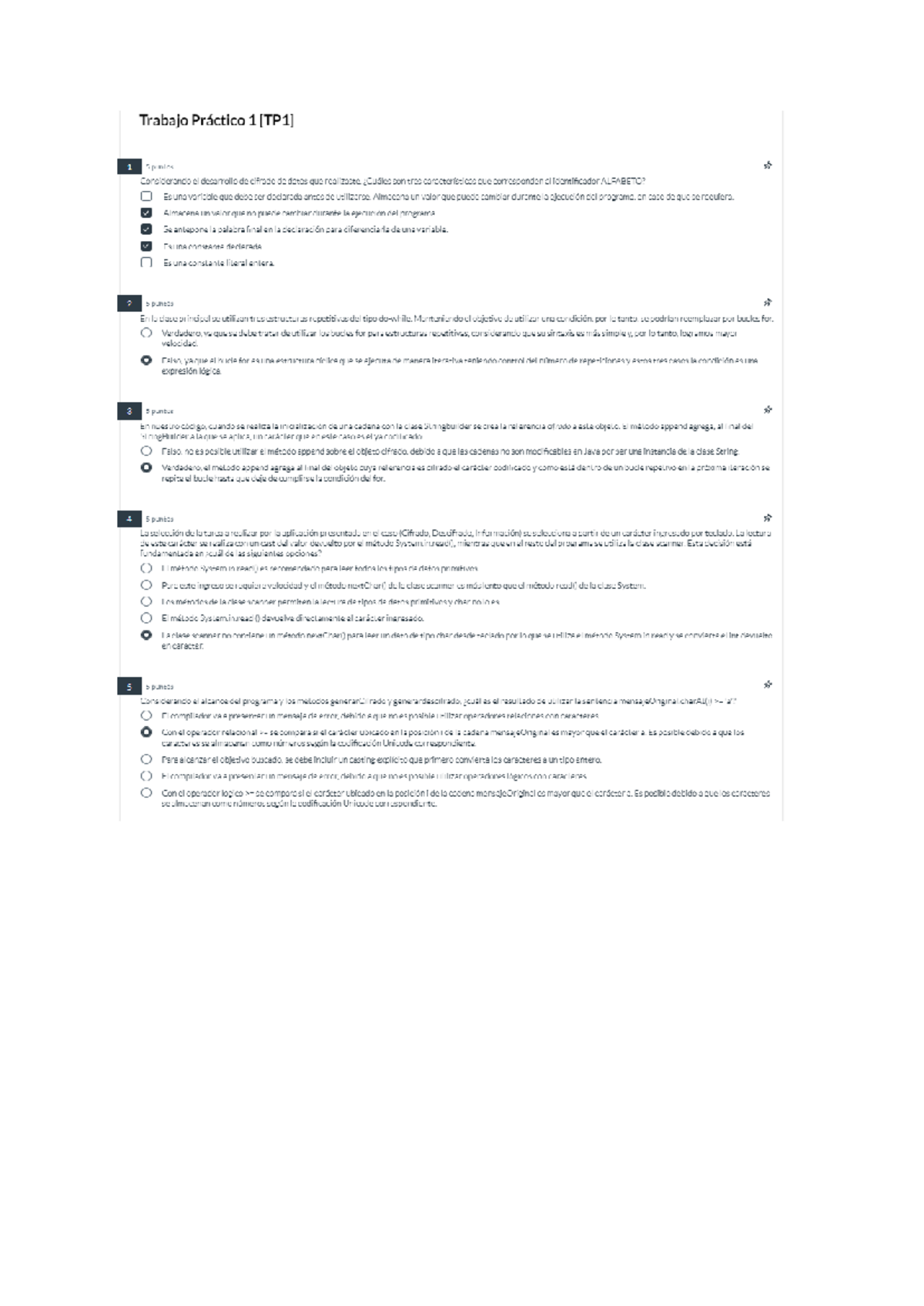 TP1 Programación orientada a objetos 95% - Trabajo Práctico 1 1 5 puntos Considerando el ...