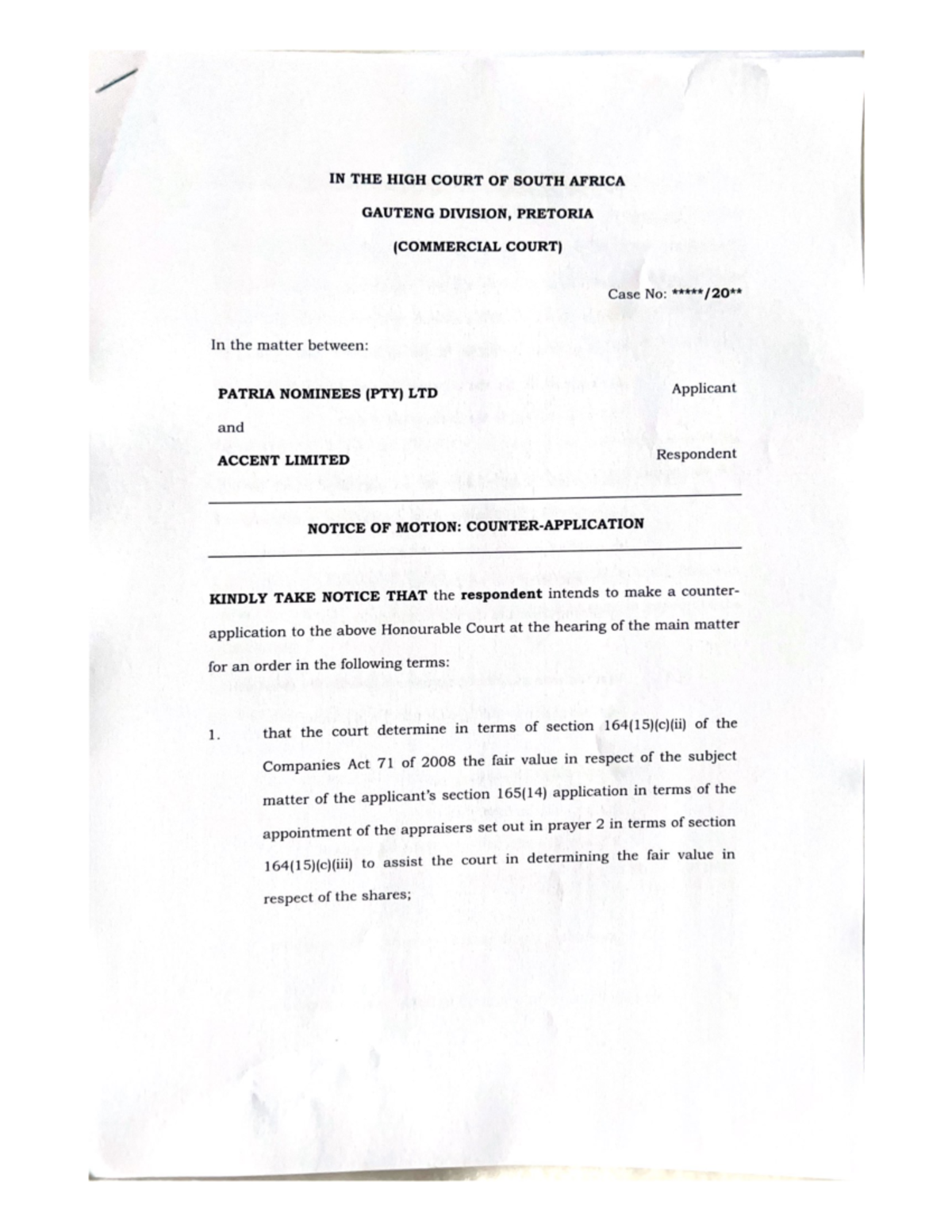 IN THE HIGH Court OF South Africa - IN THE HIGH COURT OF SOUTH AFRICA ...