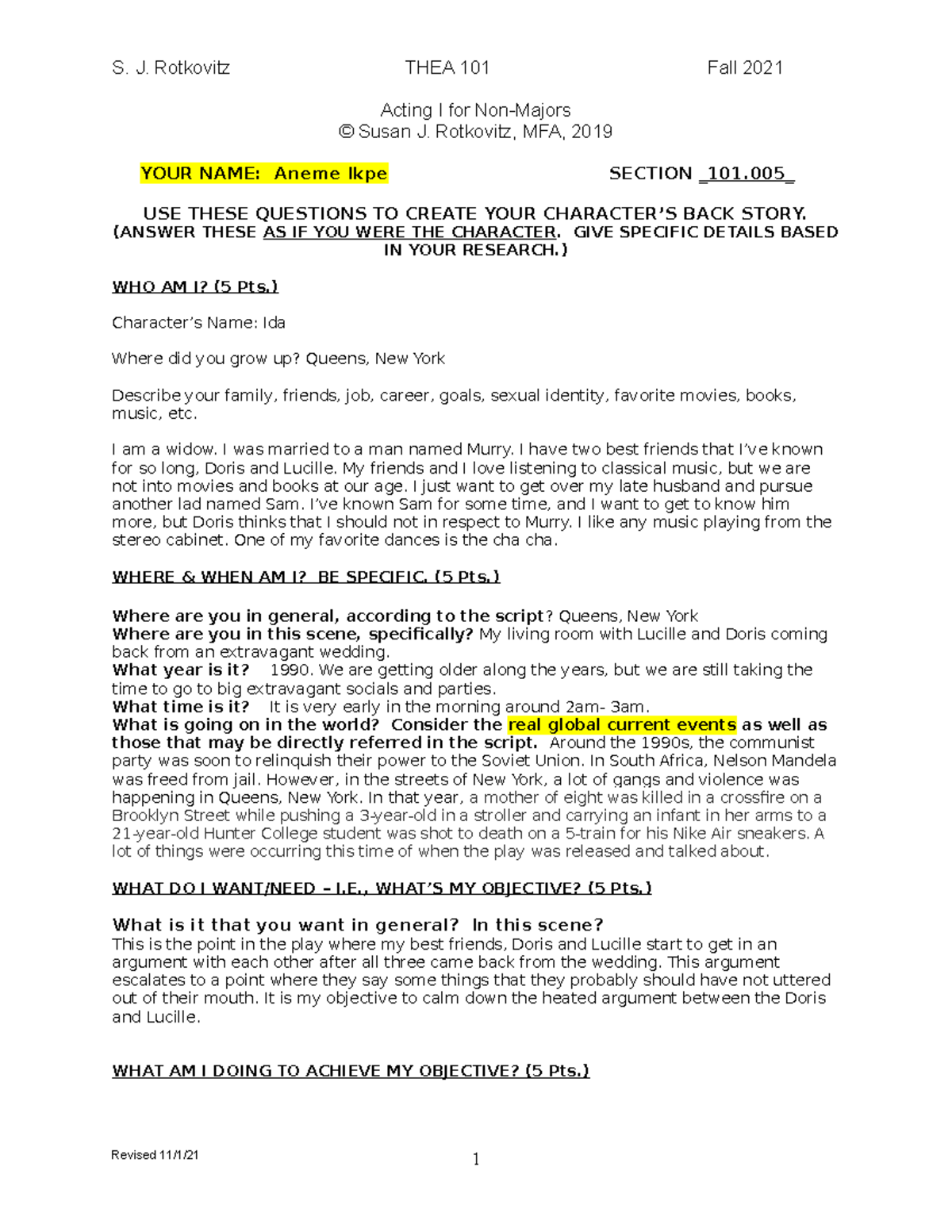 Character Handout - assignment - S. J. Rotkovitz THEA 101 Fall 2021 ...