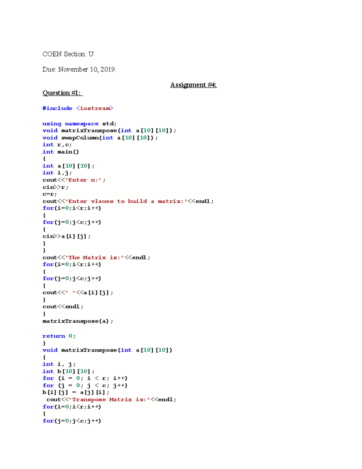 4coen243assigment 4 - assignment number 4 for coen 243 - COEN Section ...