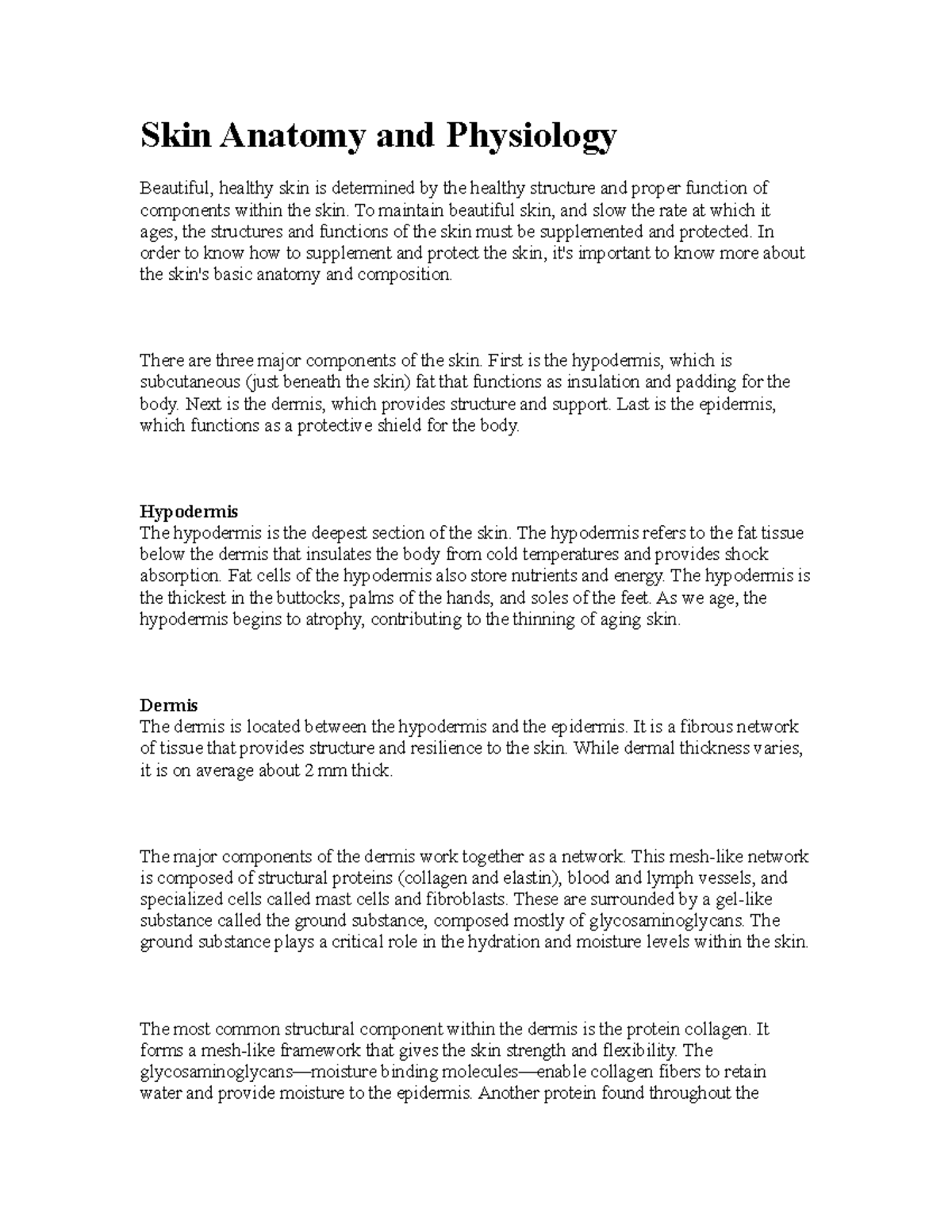 Integumentary system -> Skin Anatomy and Physiology - Skin Anatomy and ...