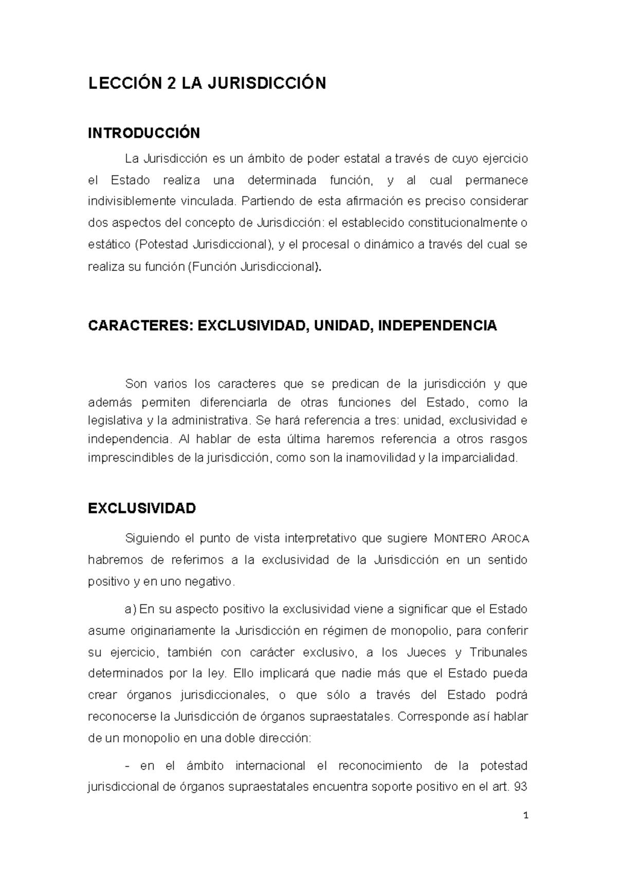 Lección 2 LA Jurisdicción - LECCIÓN 2 LA JURISDICCIÓN INTRODUCCIÓN La Jurisdicción es un ámbito ...