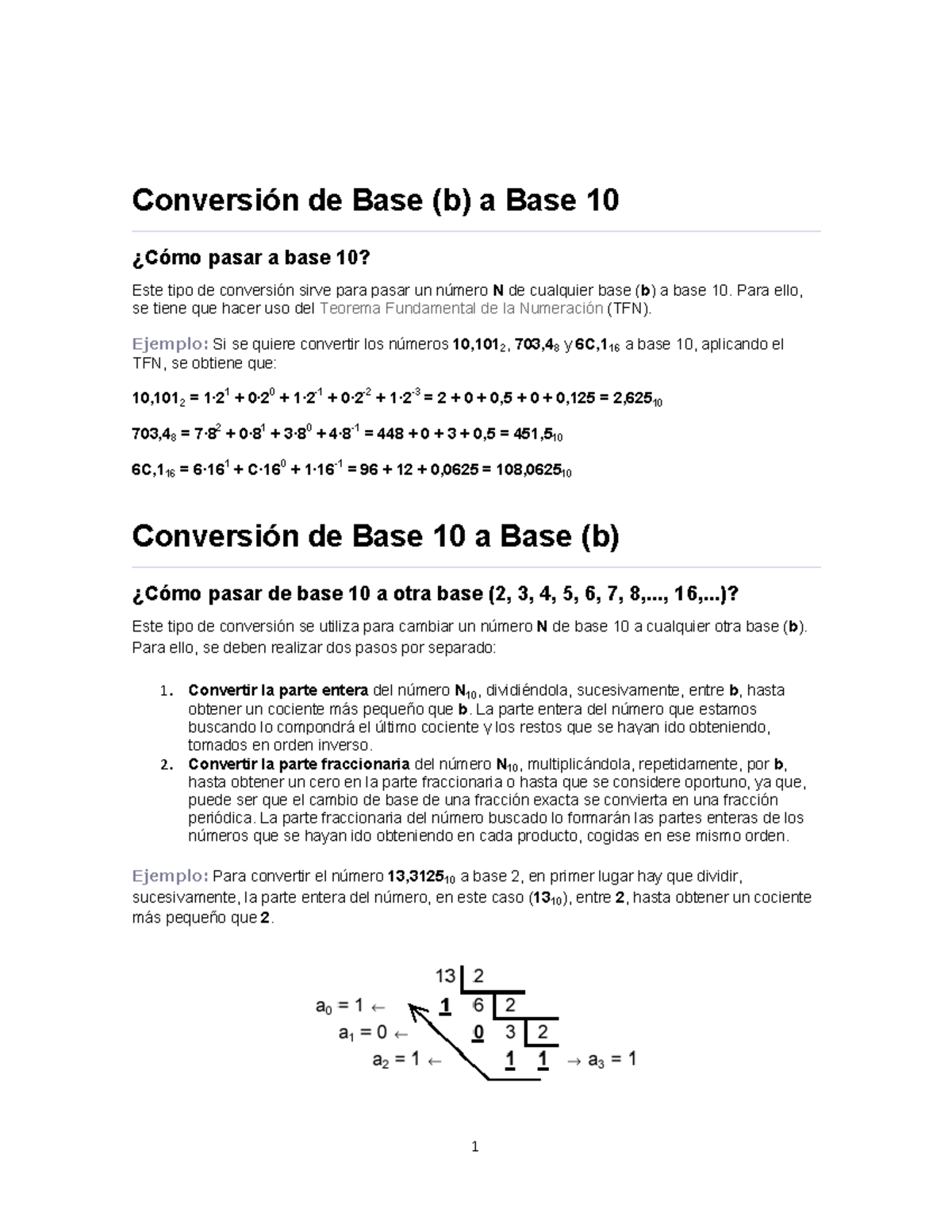 RepresentacióN DE LOS Datos - Conversión de Base (b) a Base 10 ¿Cómo ...