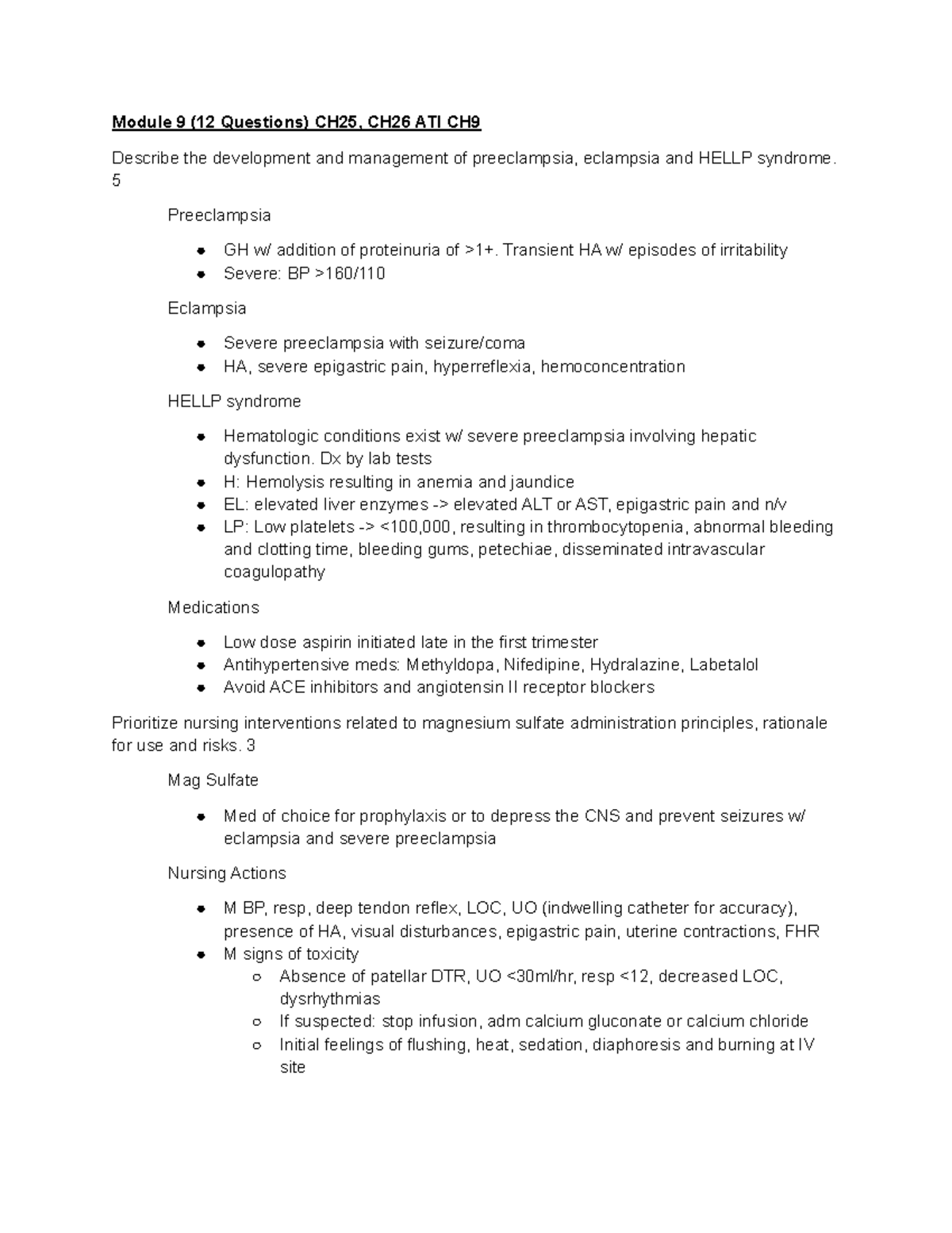 OB Exam 3 - ob exam 3 review - Module 9 (12 Questions) CH25, CH26 ATI ...