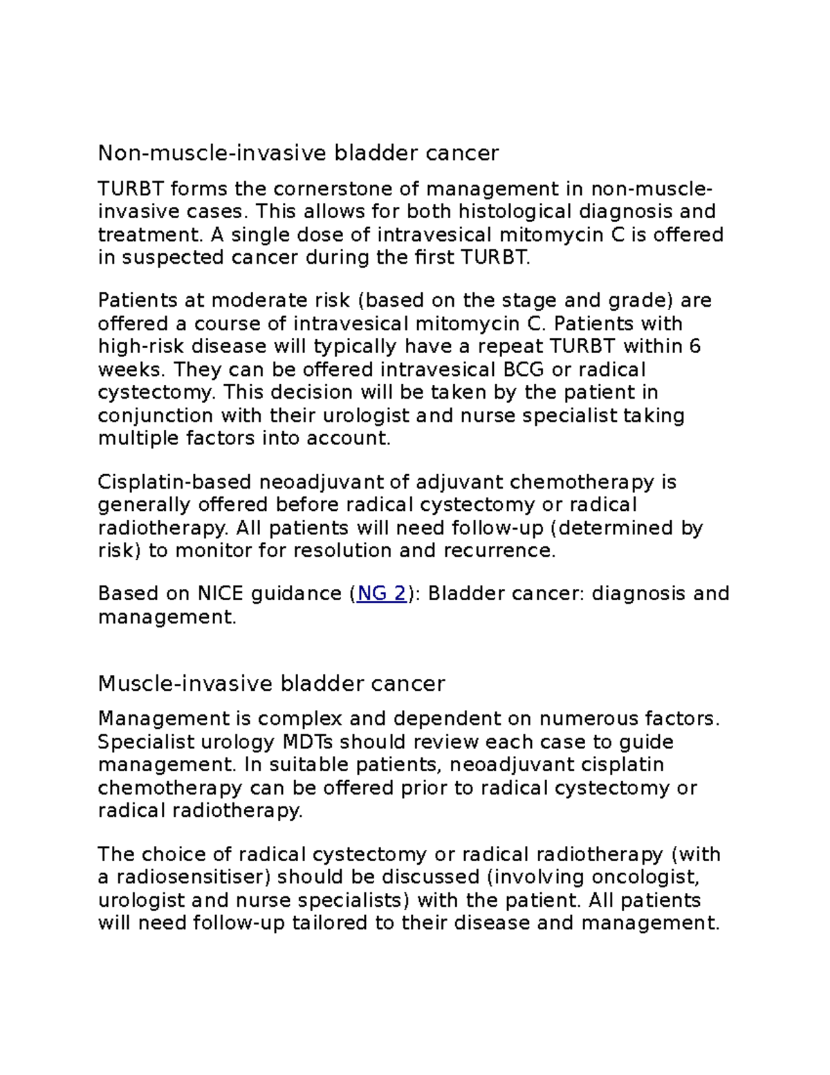 Non-muscle-invasive bladder cancer - This allows for both histological ...