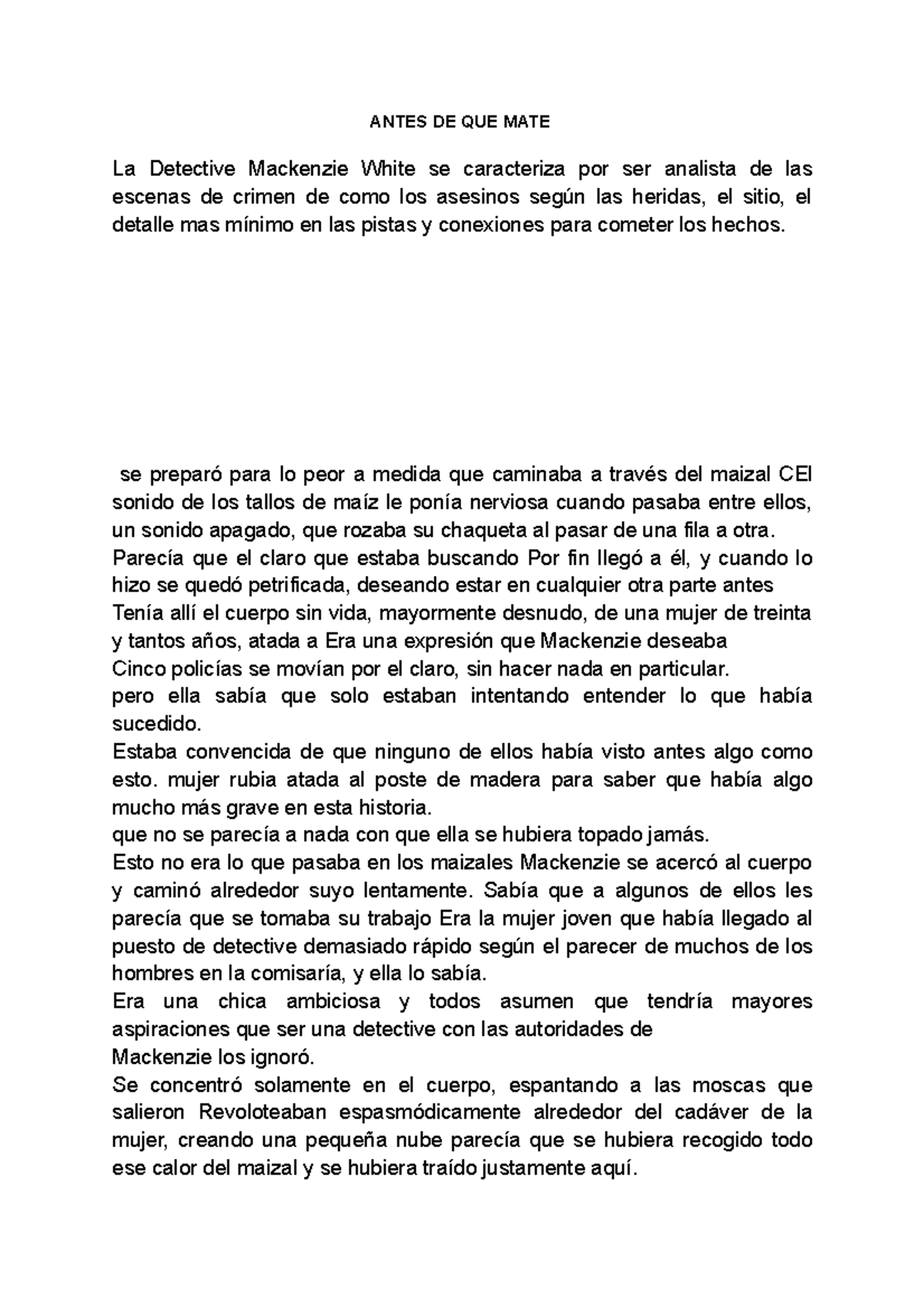 Antes DE QUE MATE - BBBB - ANTES DE QUE MATE La Detective Mackenzie ...