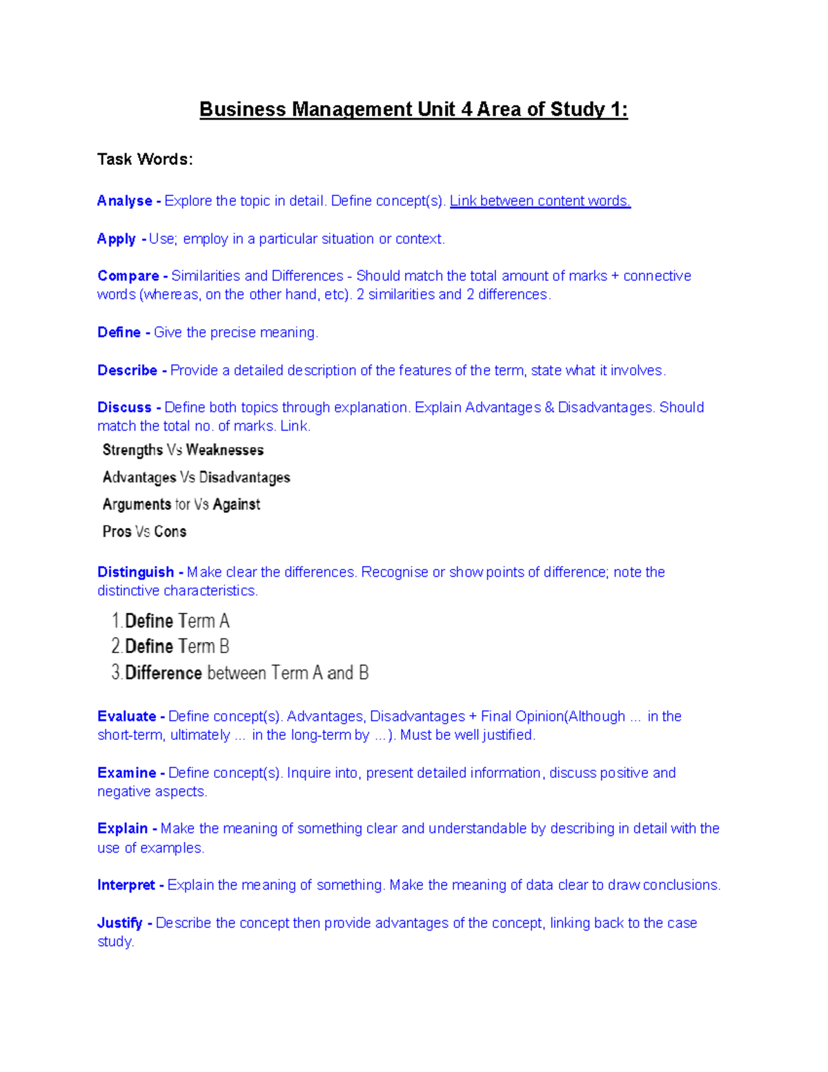 Business Management Unit 4 Area of Study 1 - Business Management Unit 4 ...