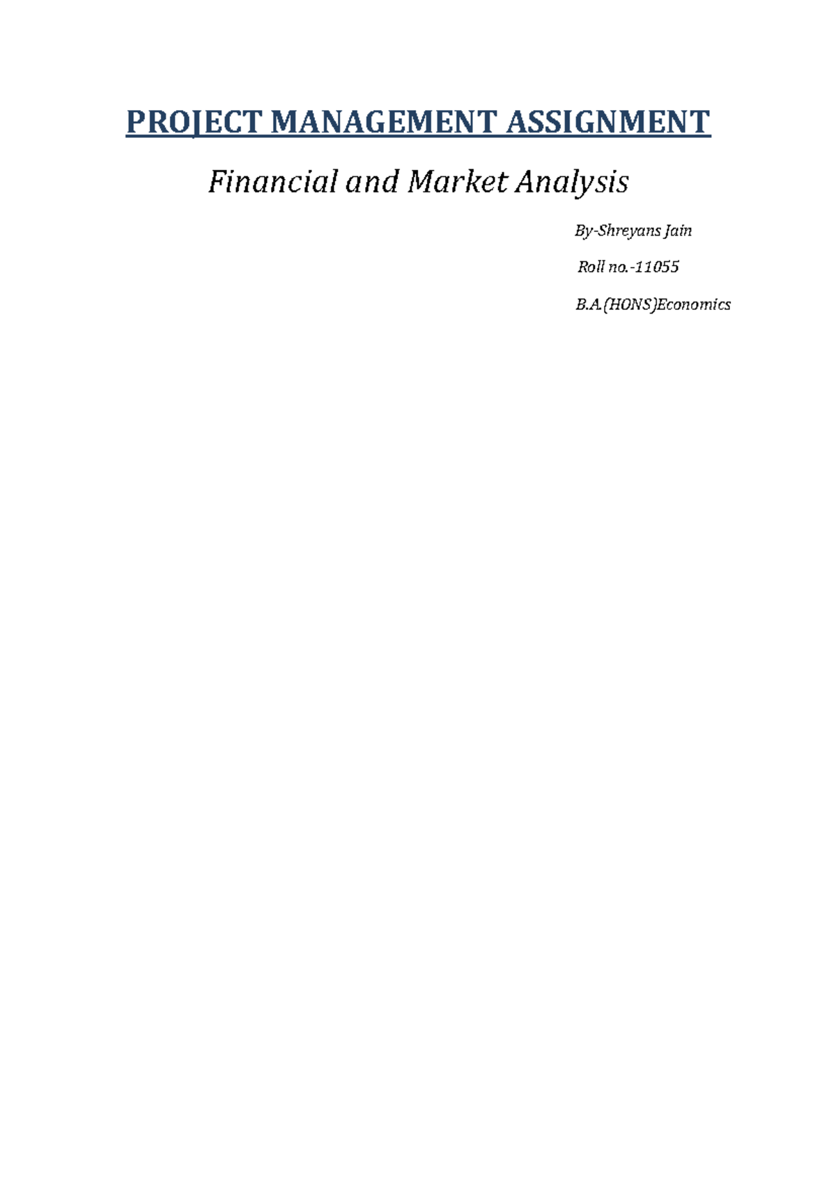 Project Management Assignment - PROJECT MANAGEMENT ASSIGNMENT Financial ...