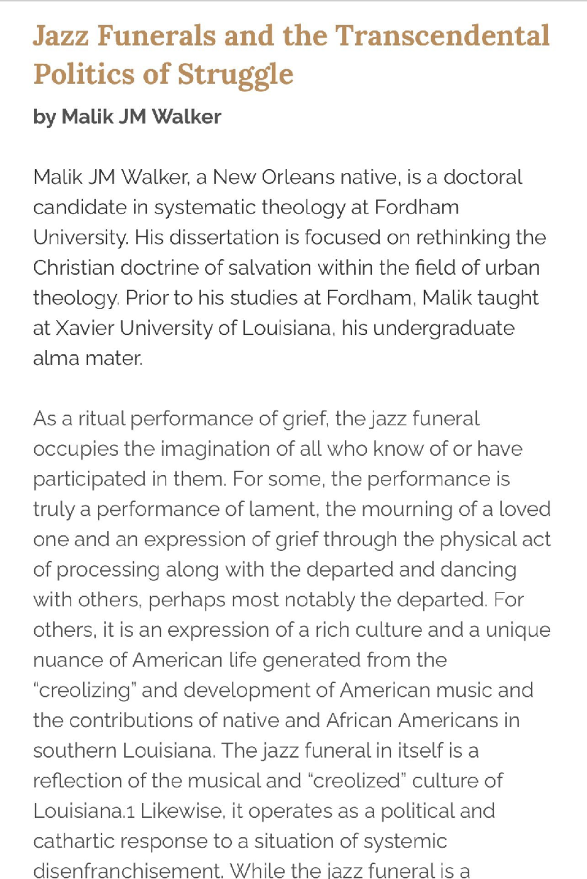 OJD Day 10 - Jazz Funerals (NOLA) - DANC 333 - Studocu