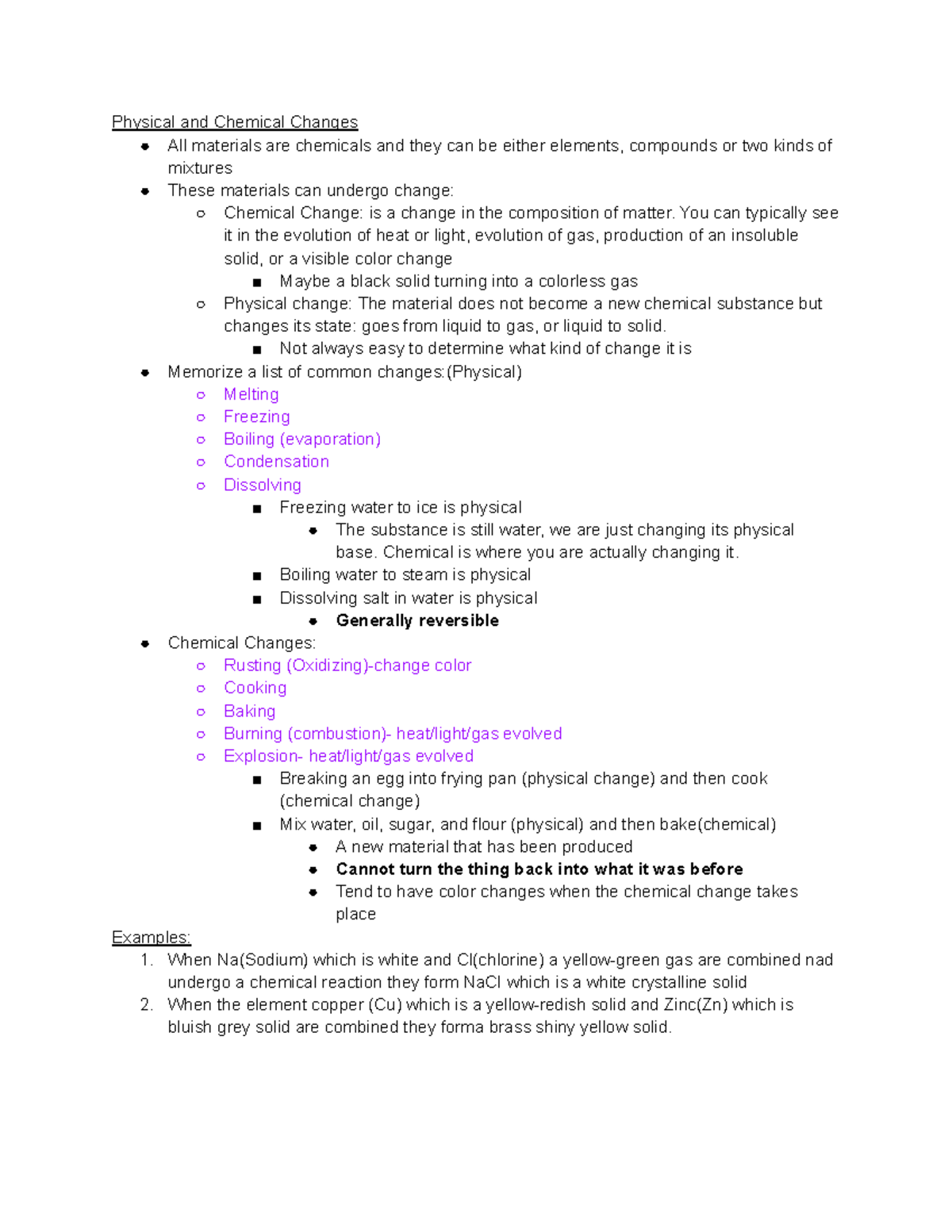 1.7 Physical and Chemical Changes - Physical and Chemical Changes All ...