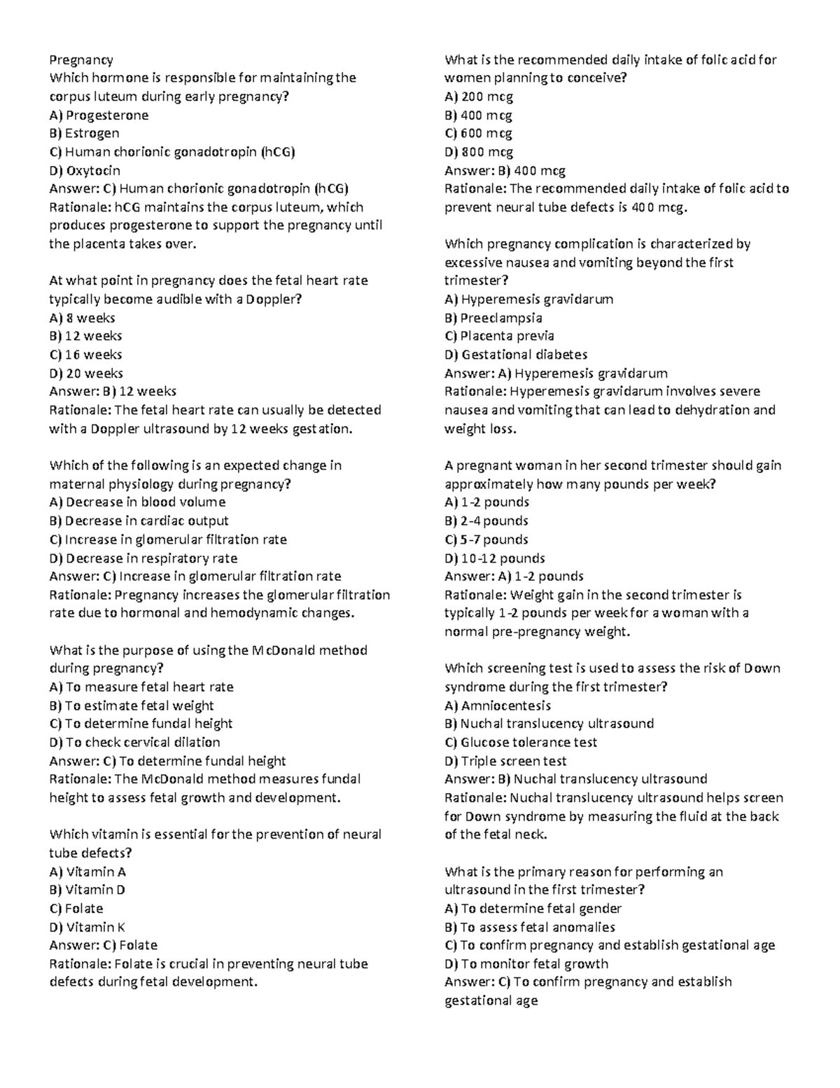 OB Questions review - Pregnancy Which hormone is responsible for ...