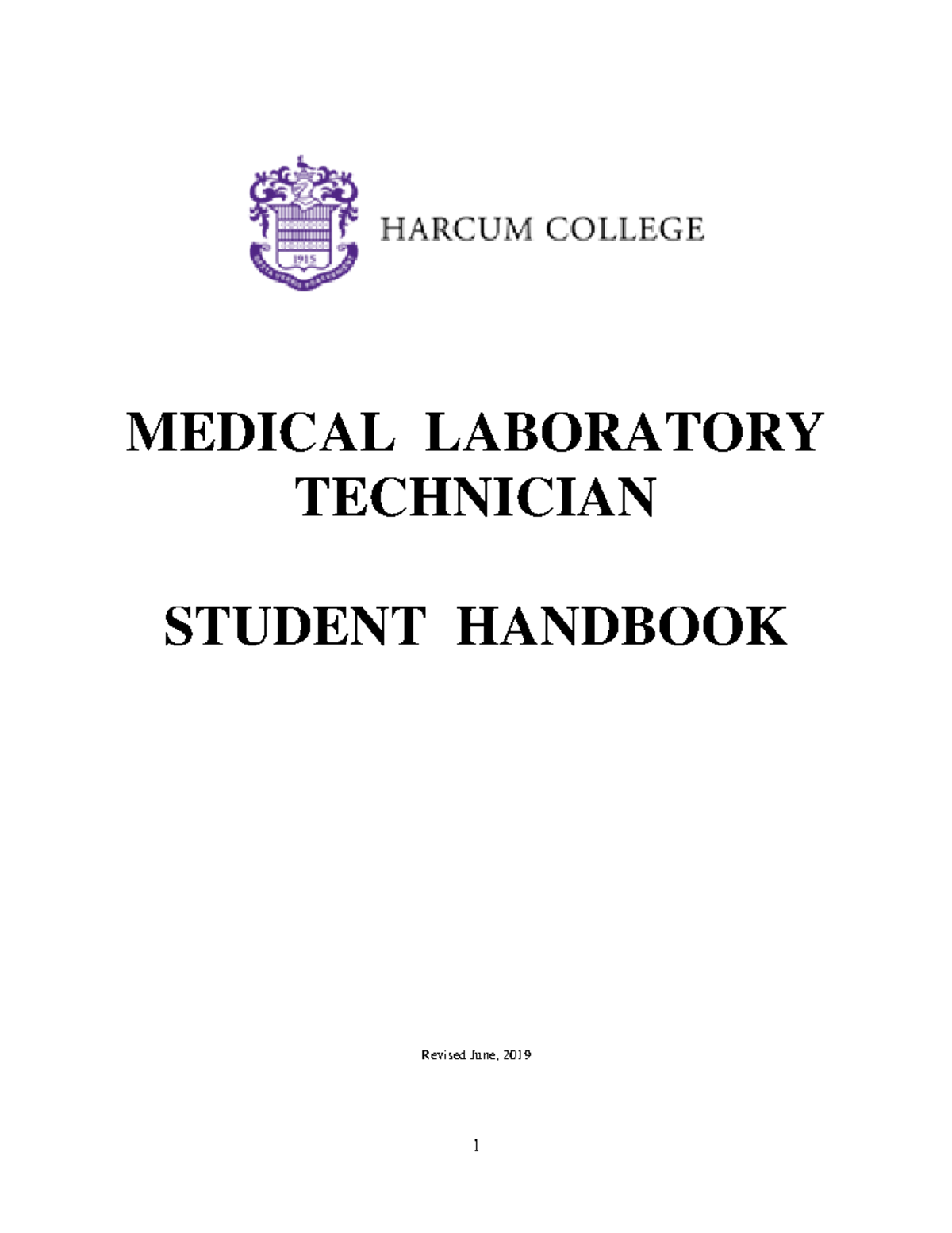 Mlt student handbook june 2019 - MEDICAL LABORATORY TECHNICIAN STUDENT ...