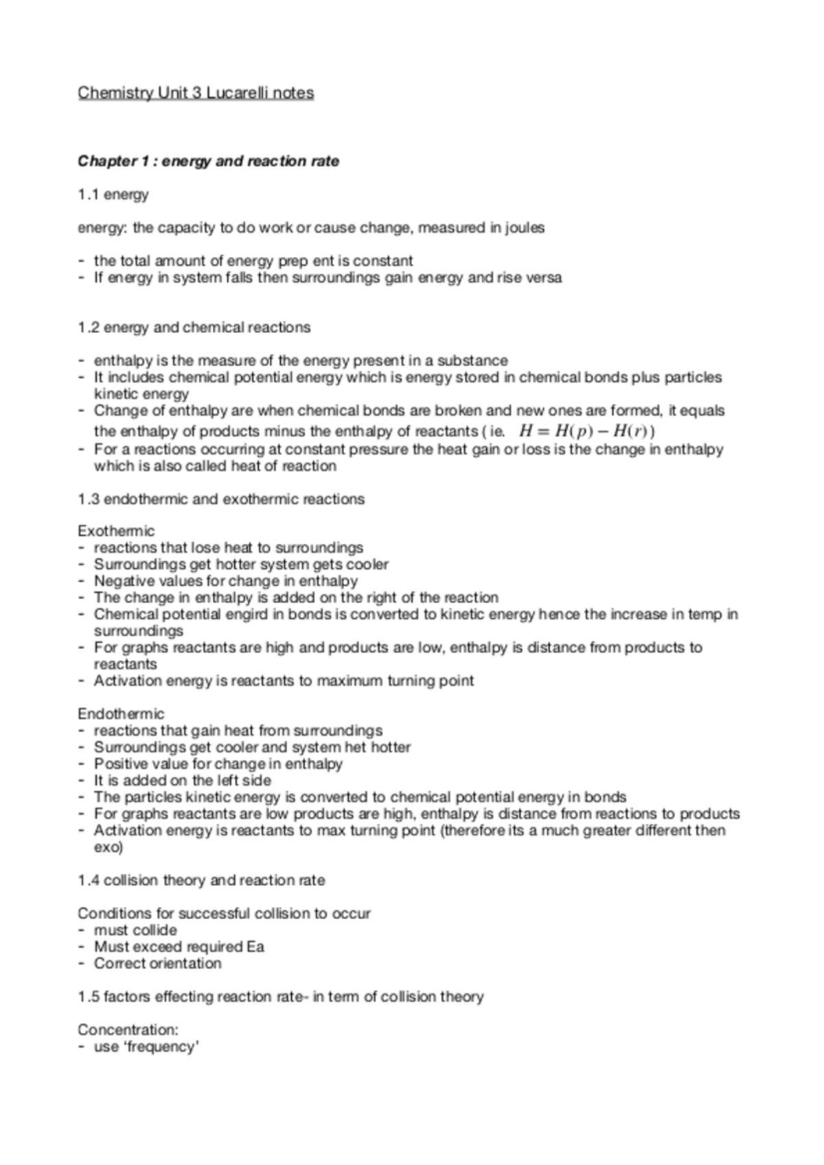 Chem notes - CHEM1003 - Studocu