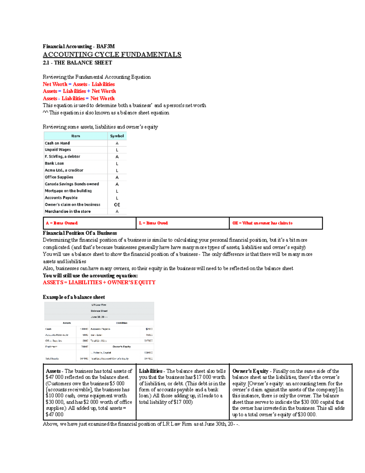 Accounting Course Notes Grade 11 - Financial Accounting - BAF3M ...