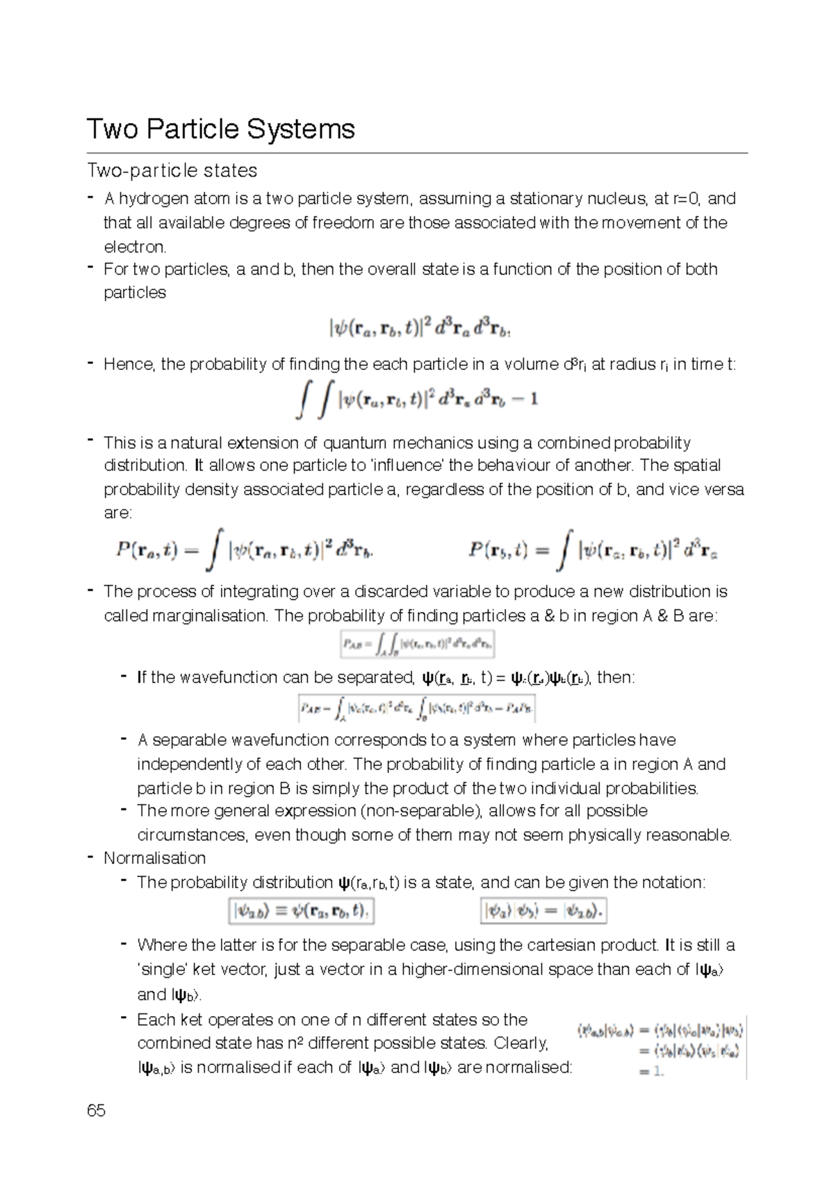 1B Natural Sciences - Physics A - Quantum Physics - Part 9 - Two Particle Systems Two-particle ...