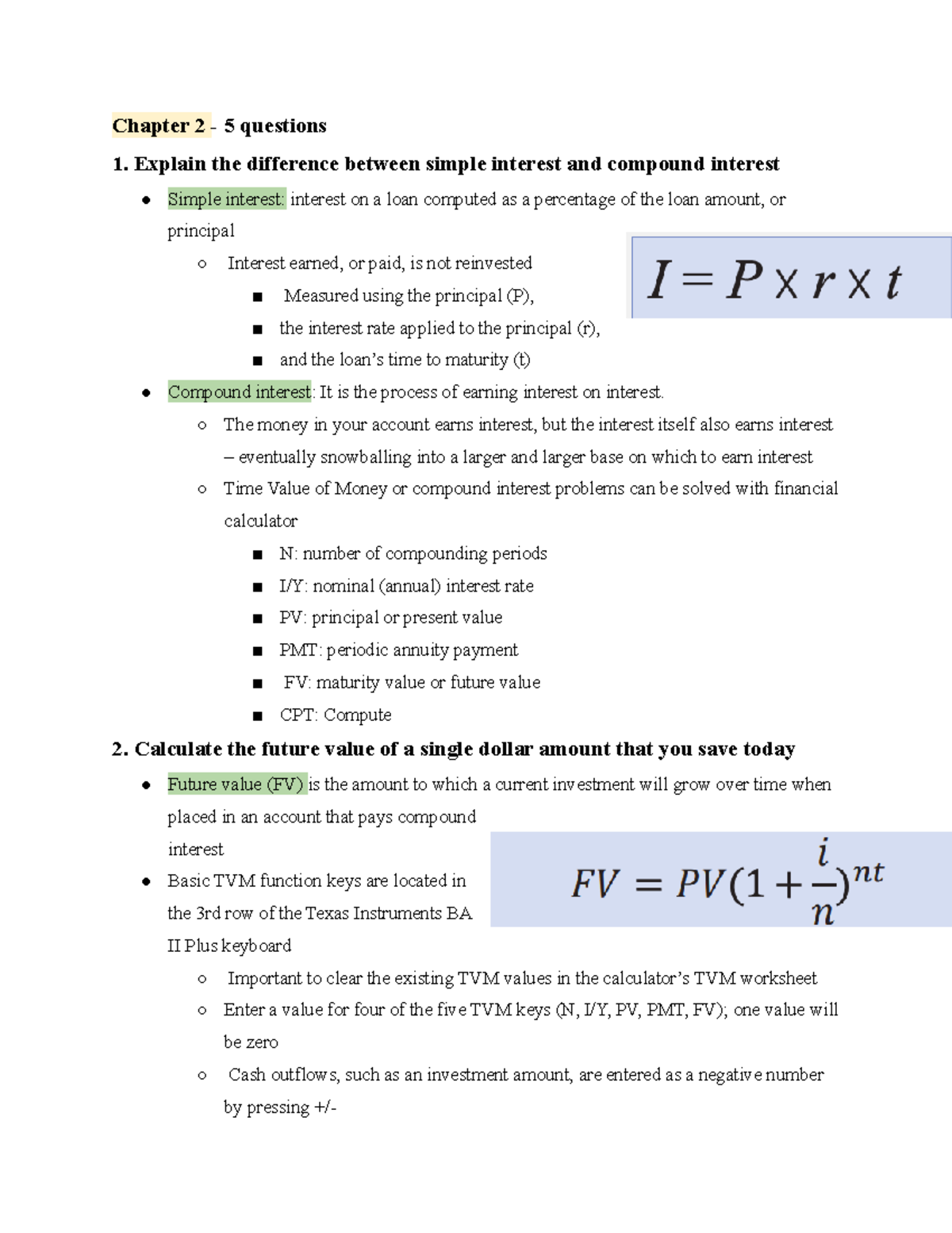 Chapter 2 fina 200 - Chapter 2 - 5 questions 1. Explain the difference ...