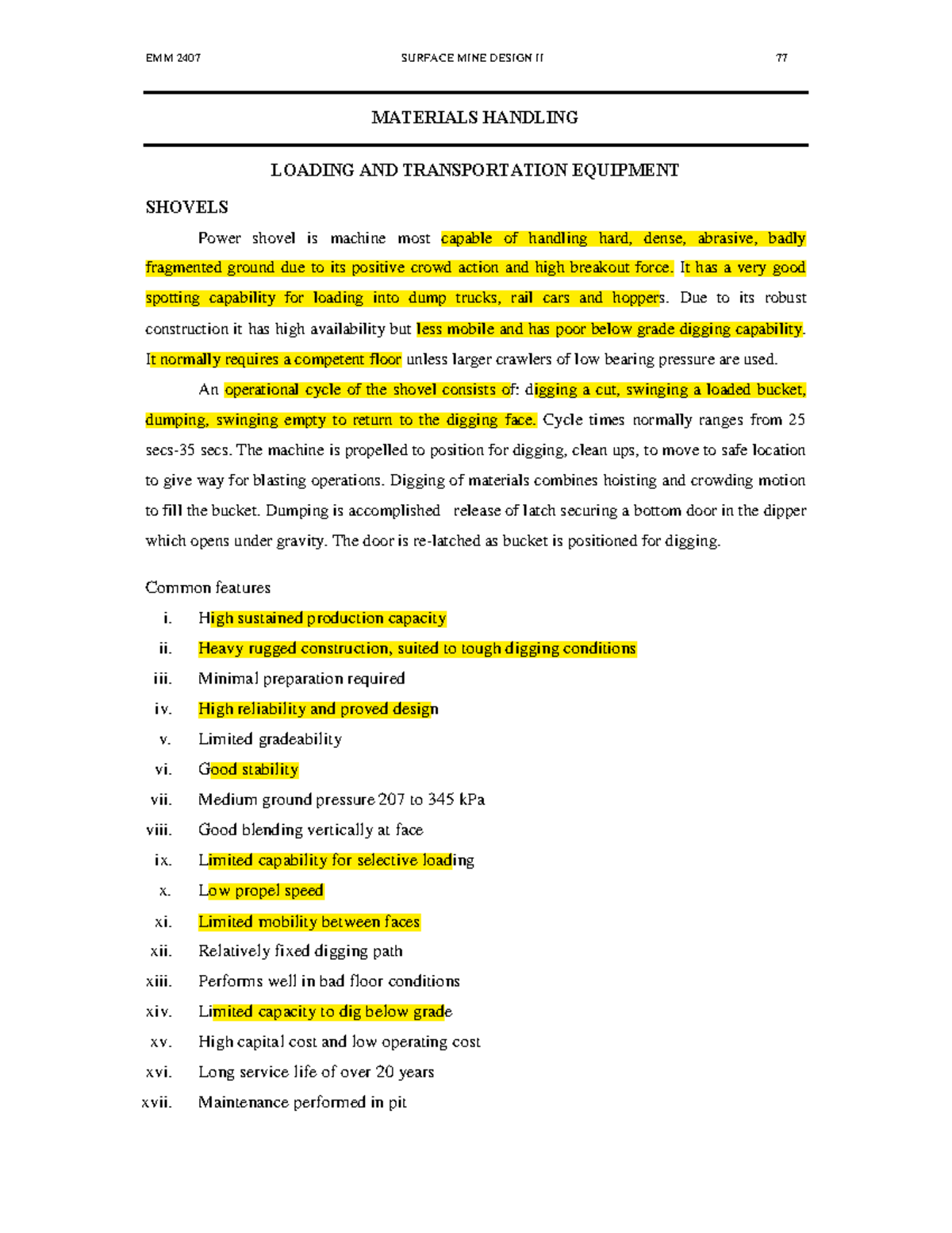Materials Handling - MATERIALS HANDLING LOADING AND TRANSPORTATION ...