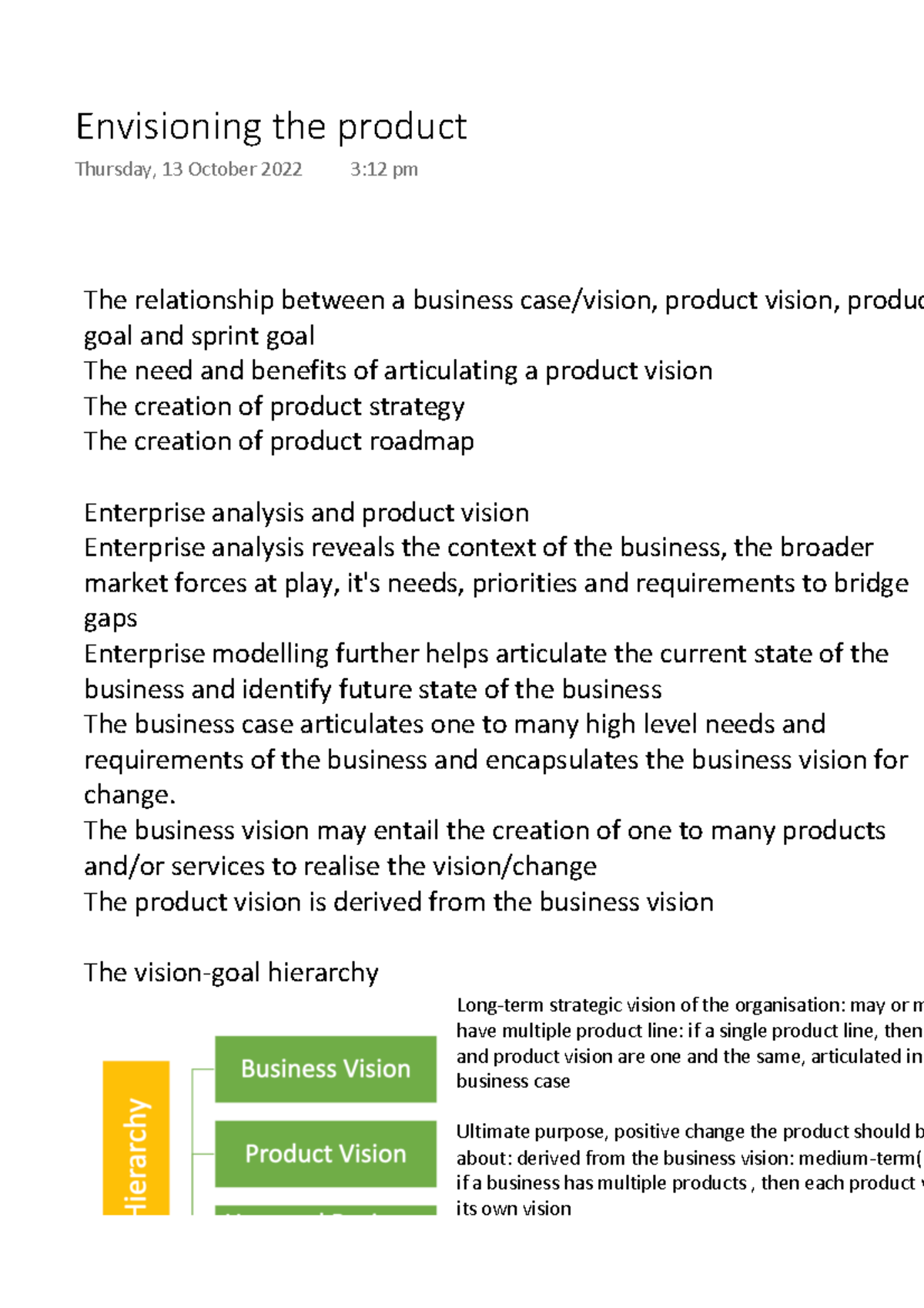 Envisioning the product 1 - The relationship between a business case ...