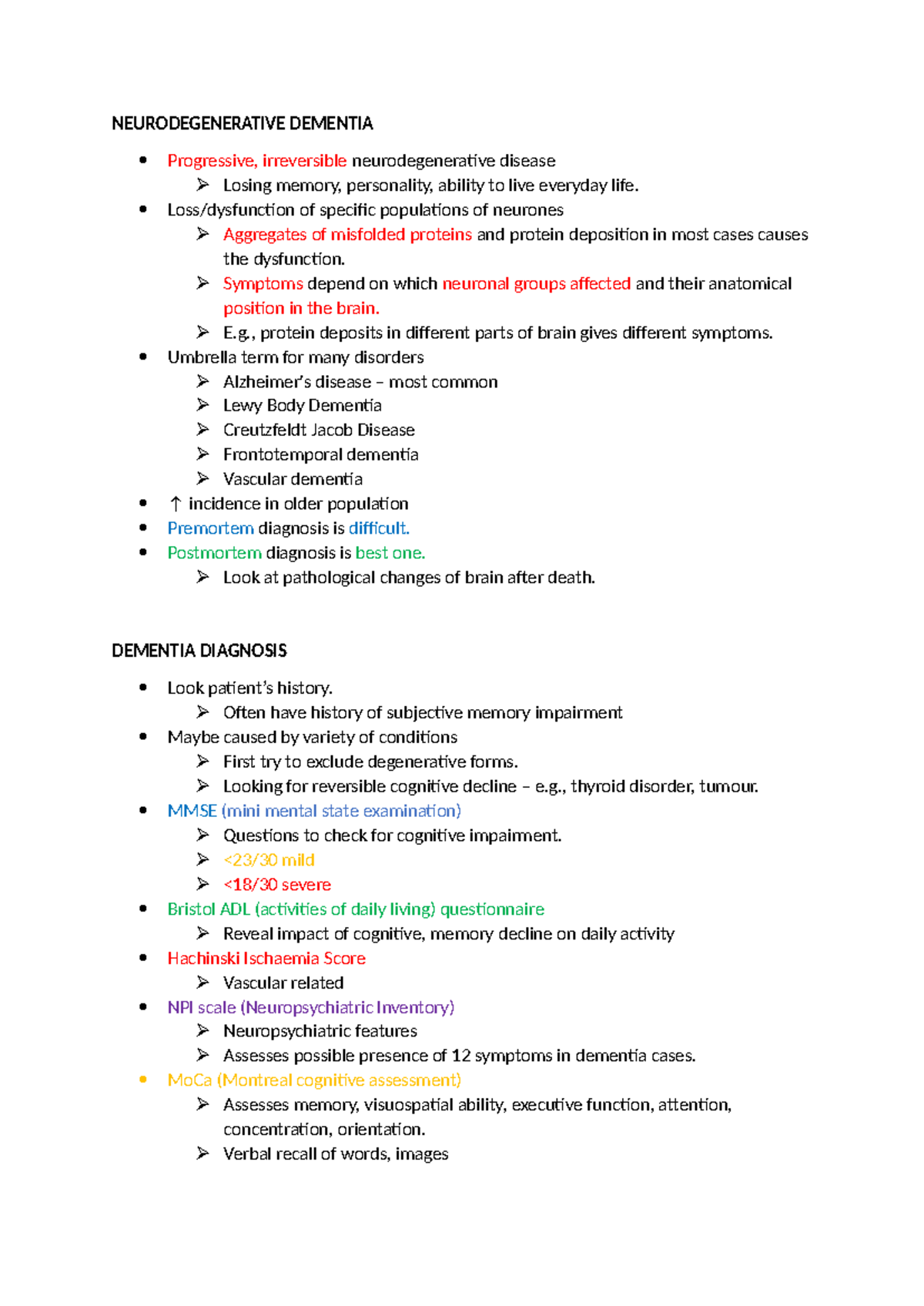L03 Dementia - Lecture notes for BMS3017 Clinical Ageing and Health ...