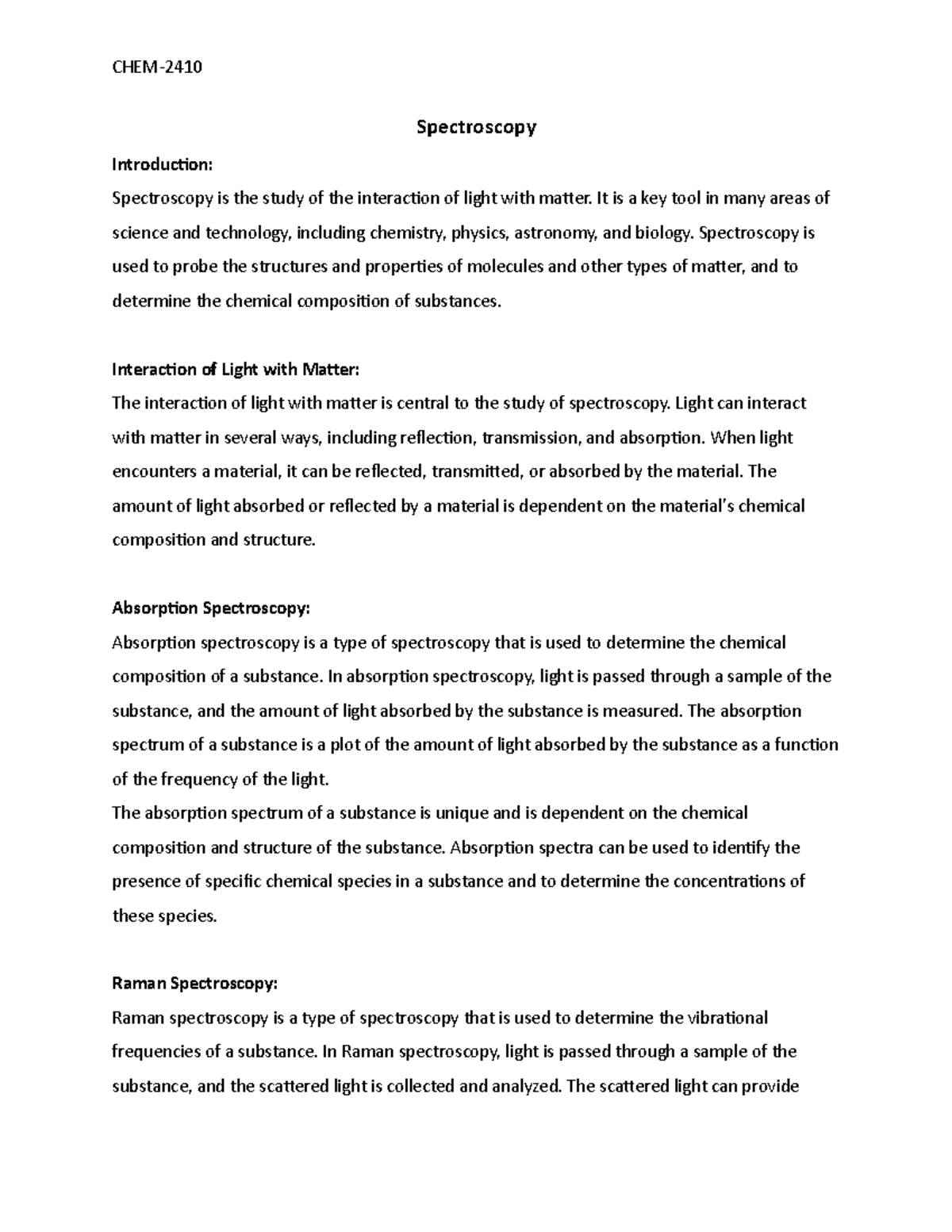 Spectroscopy: including the study of the interaction of light with ...