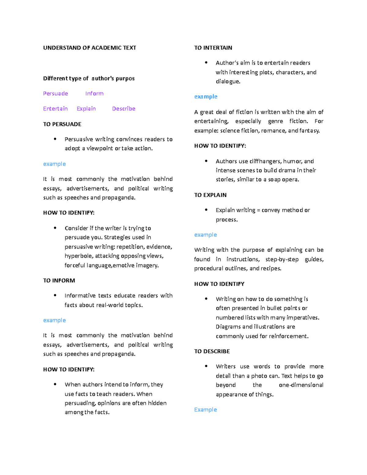 Understanding o-WPS Office - UNDERSTAND OF ACADEMIC TEXT Different type ...