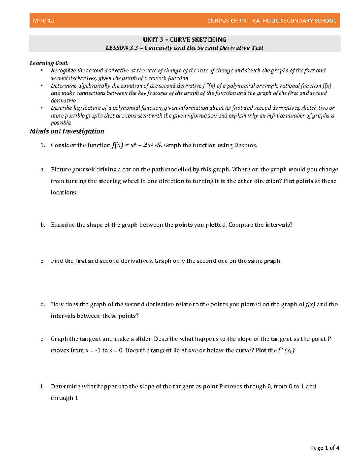 3 - Lesson 3 - Concavity and the Sec Derivative Test - UNIT 3 – CURVE ...