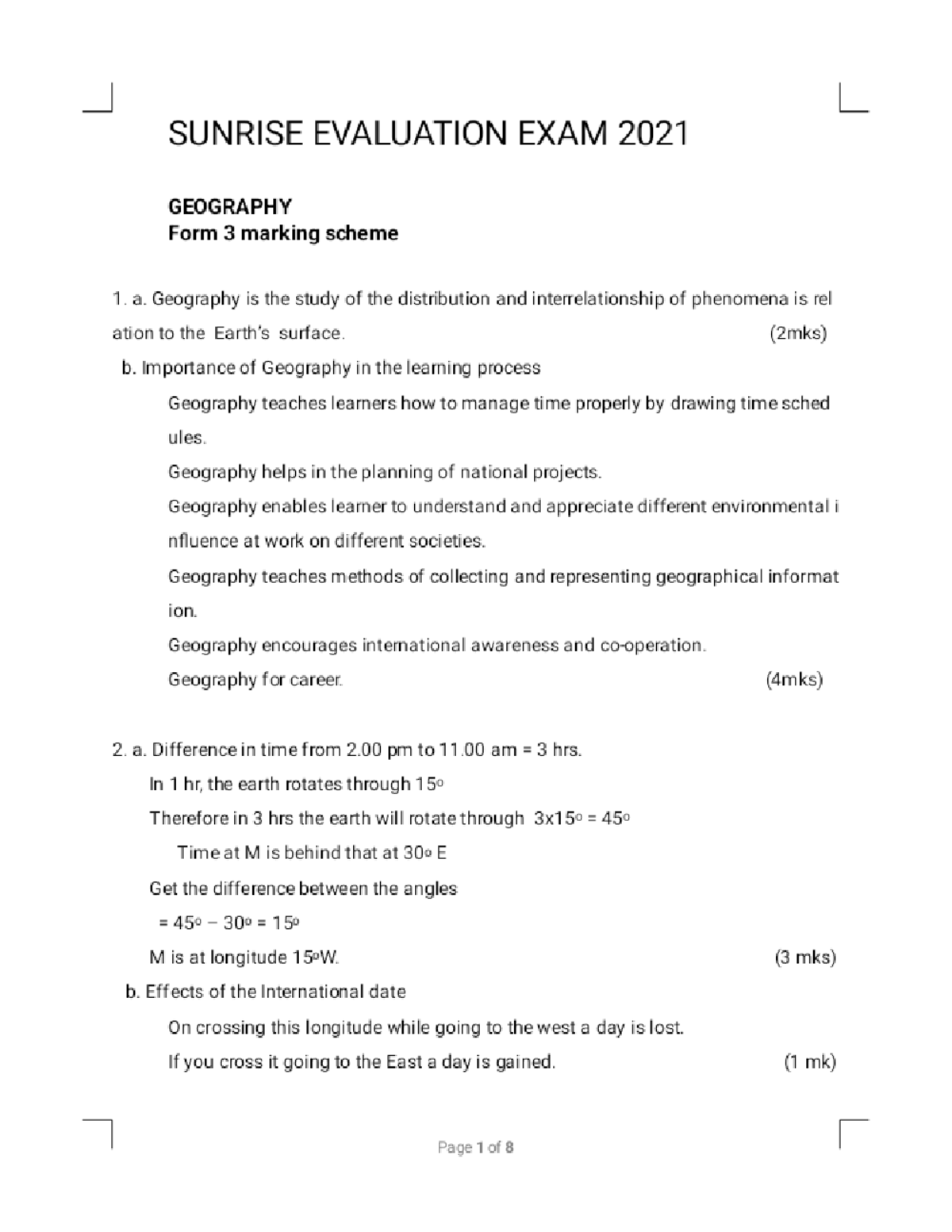 312 F3 Geography MS Phoenix - SUNRISE EVALUATION EXAM 2021 GEOGRAPHY ...