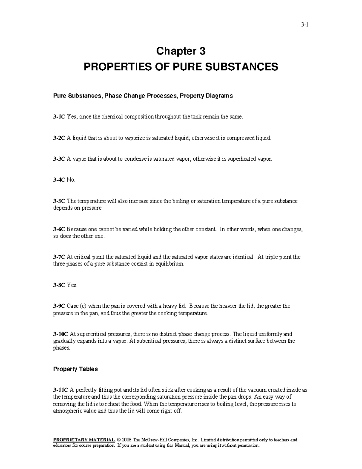 Chap 3 - Réponse du chapitre - Chapter 3 PROPERTIES OF PURE SUBSTANCES ...