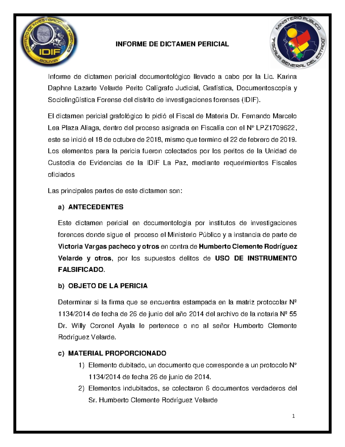 439431392 dictamen pericial 1 docx - INFORME DE DICTAMEN PERICIAL ...