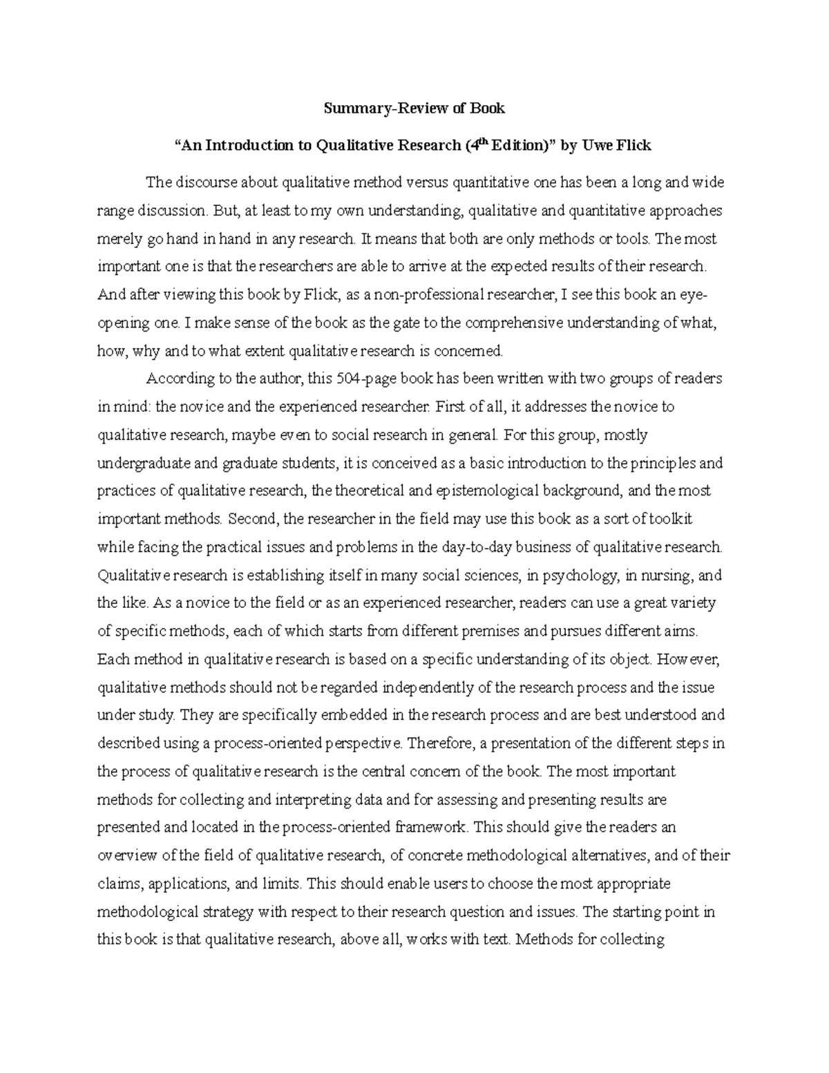 An Introduction to Qualitative Research - But, at least to my own ...