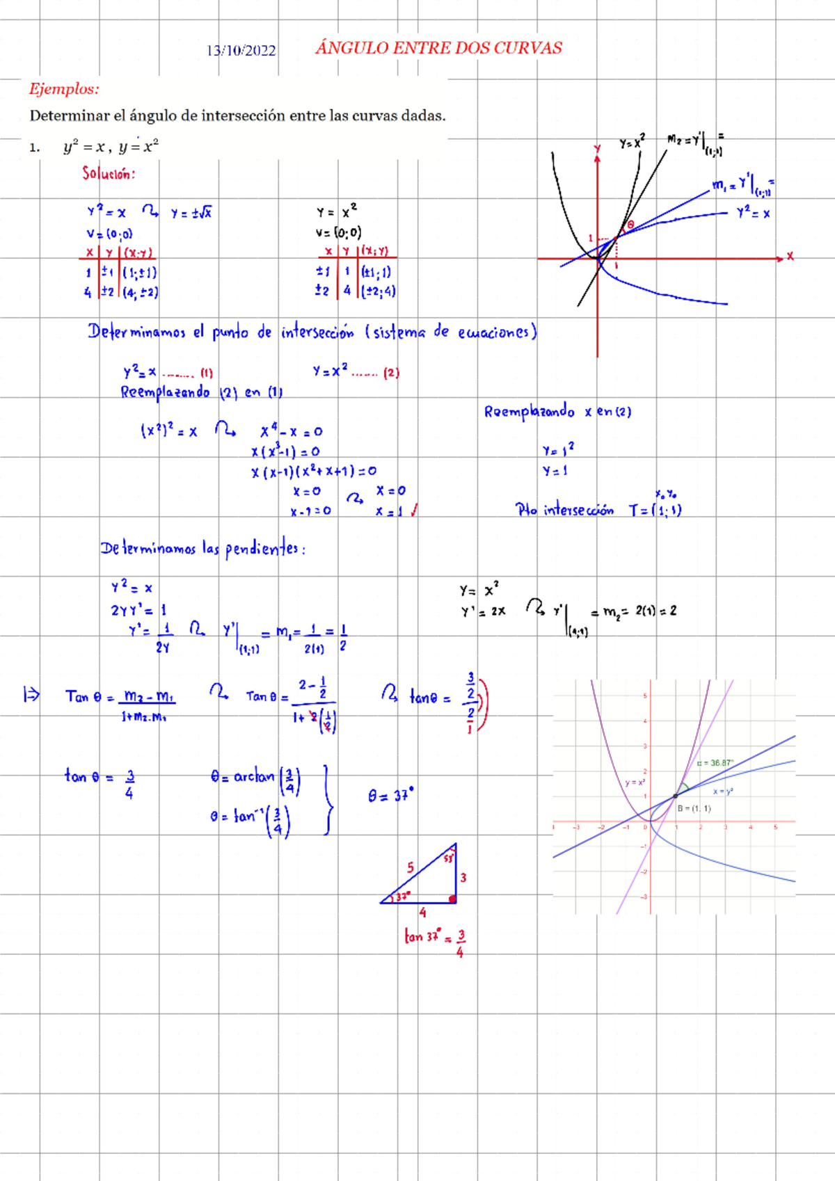 3.4.1 Ejemplos de Ángulo entre dos curvas - CB CÁLCULO DIFEENCIAL - Studocu