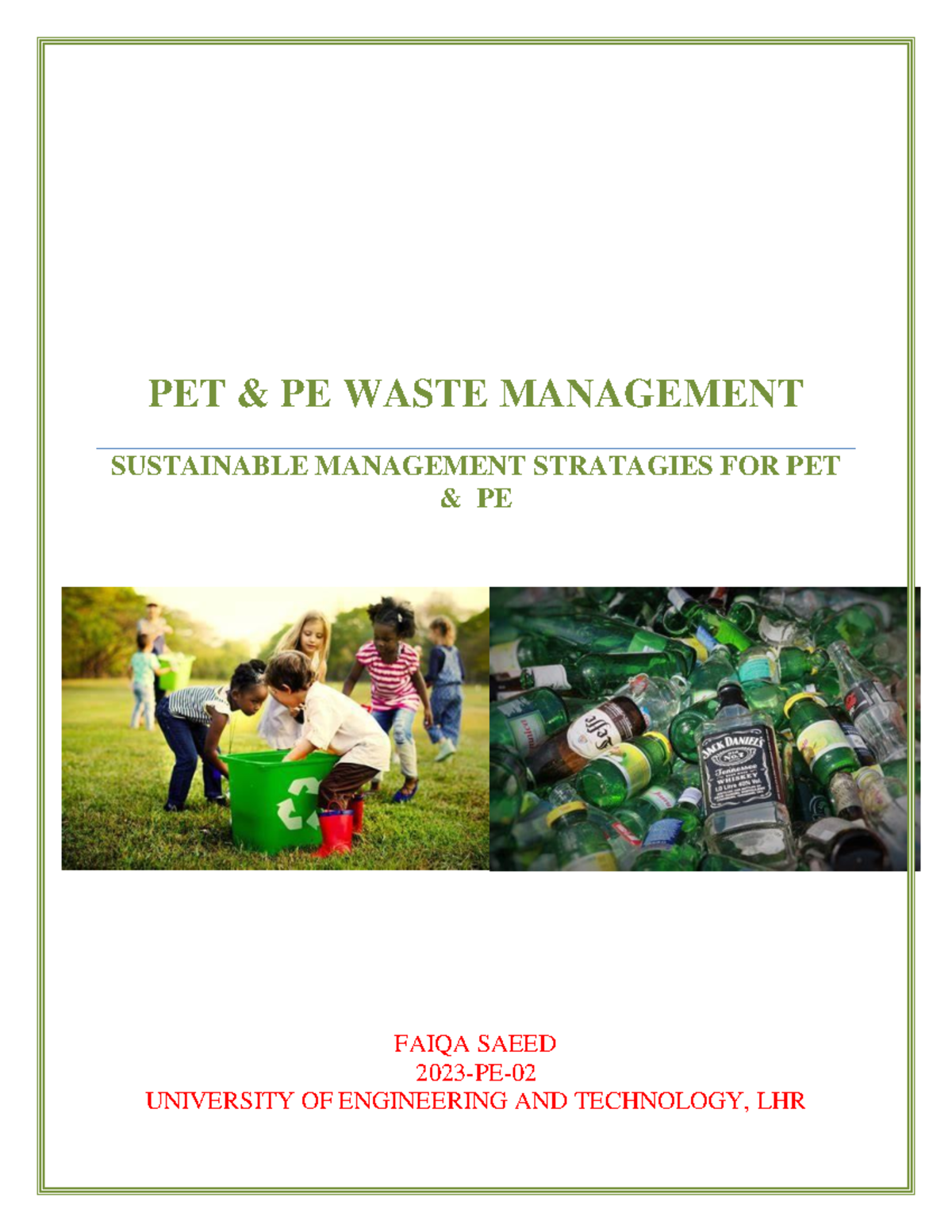 PET & PE Waste Management IN Pakistan - PET & PE WASTE MANAGEMENT ...