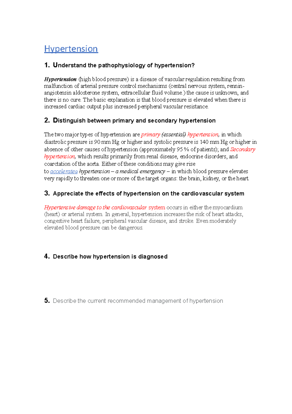 Hypertension - Understand the pathophysiology of hypertension ...