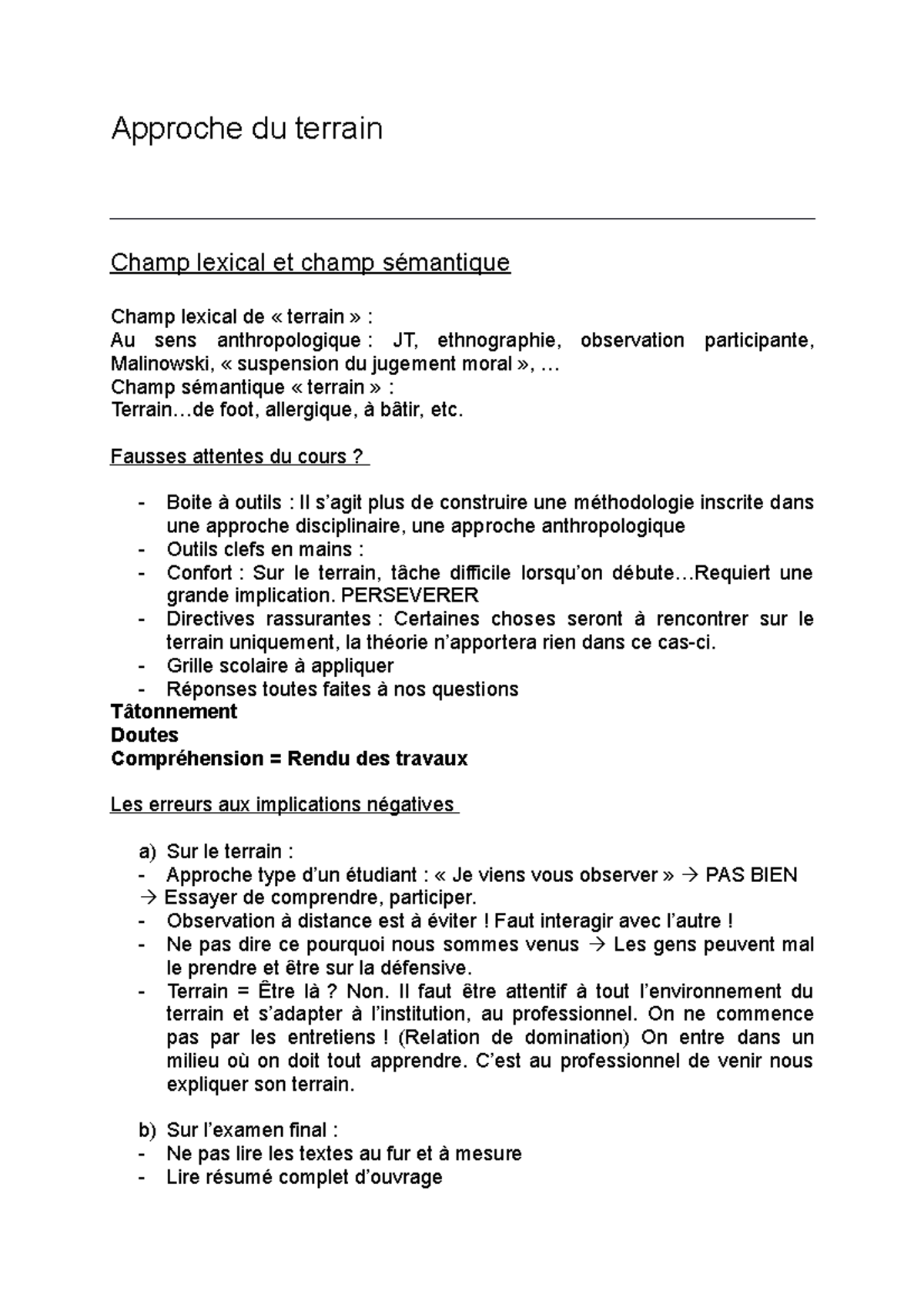 Cours 1 - Approche du terrain Champ lexical et champ sémantique Champ ...