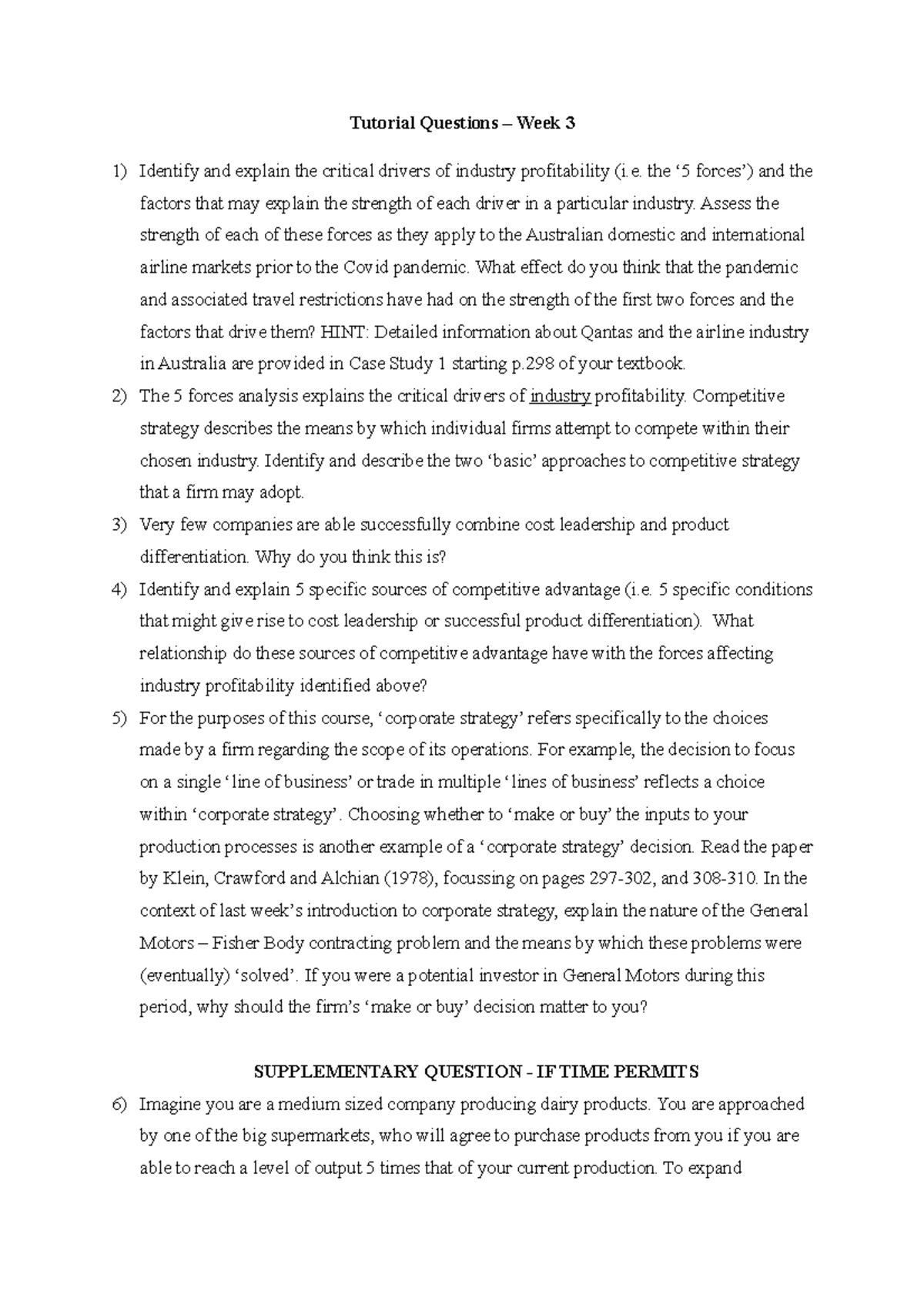 Tutorial Questions Week 3 2021 - Tutorial Questions – Week 3 Identify ...