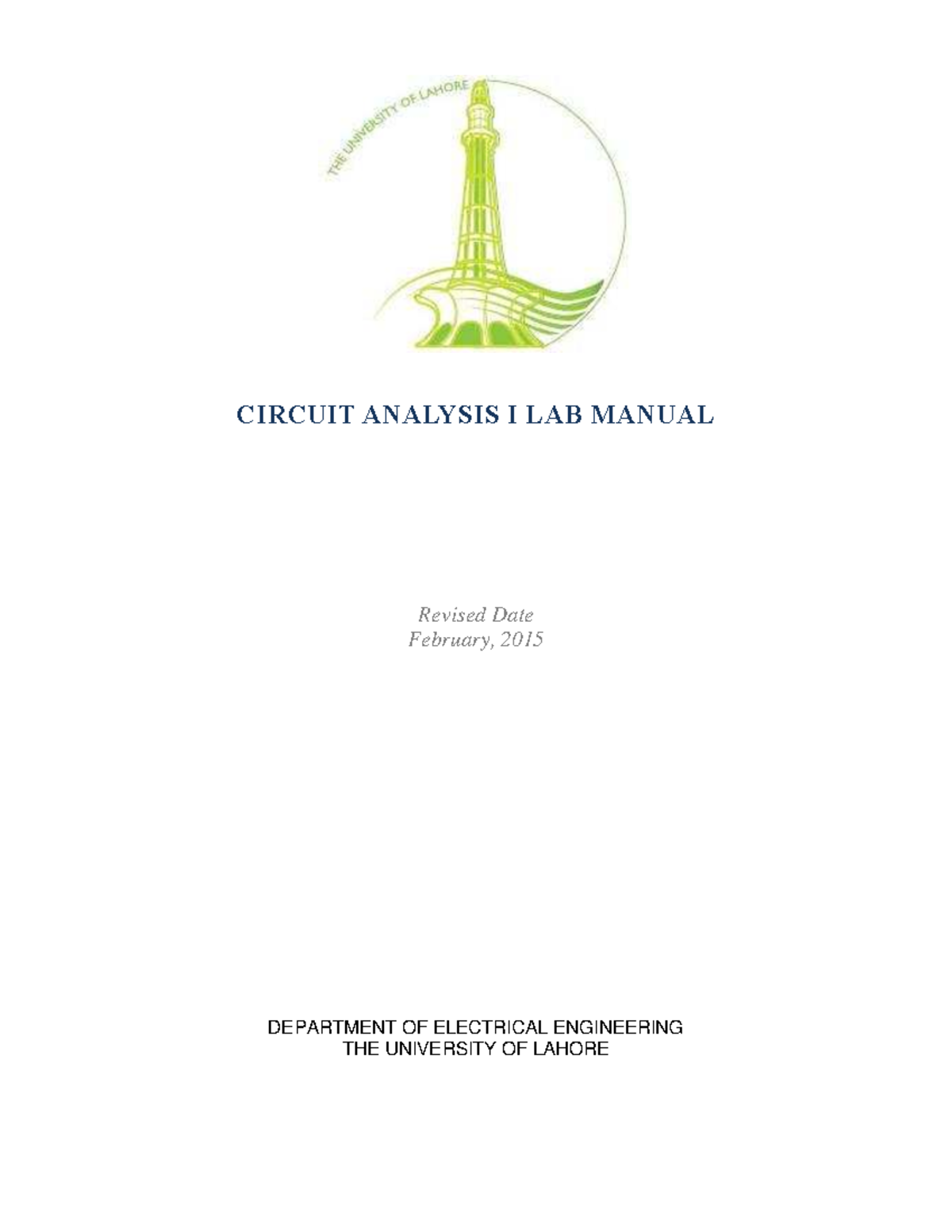 Circuit Analysis I LAB Manual - CIRCUIT ANALYSIS I LAB MANUAL Revised ...