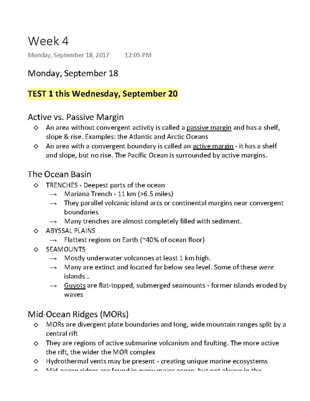 Week 4 Lecture Notes 10 12 Week 4 Monday September 18 2017 12 05 Pm Monday September 18